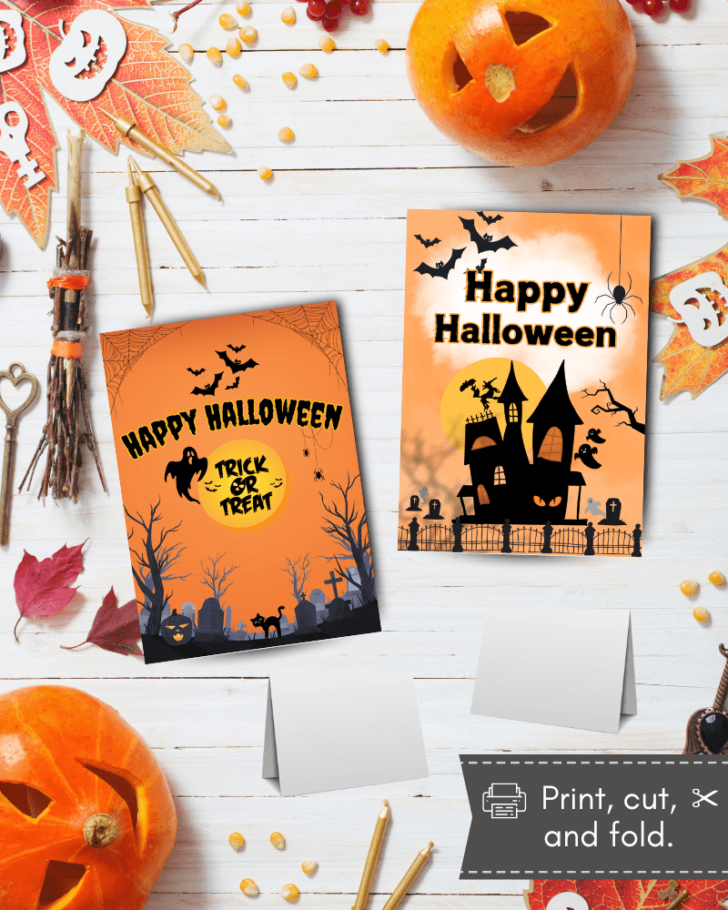 Happy Halloween Printable Cards Foldable Happy Halloween Folding Card