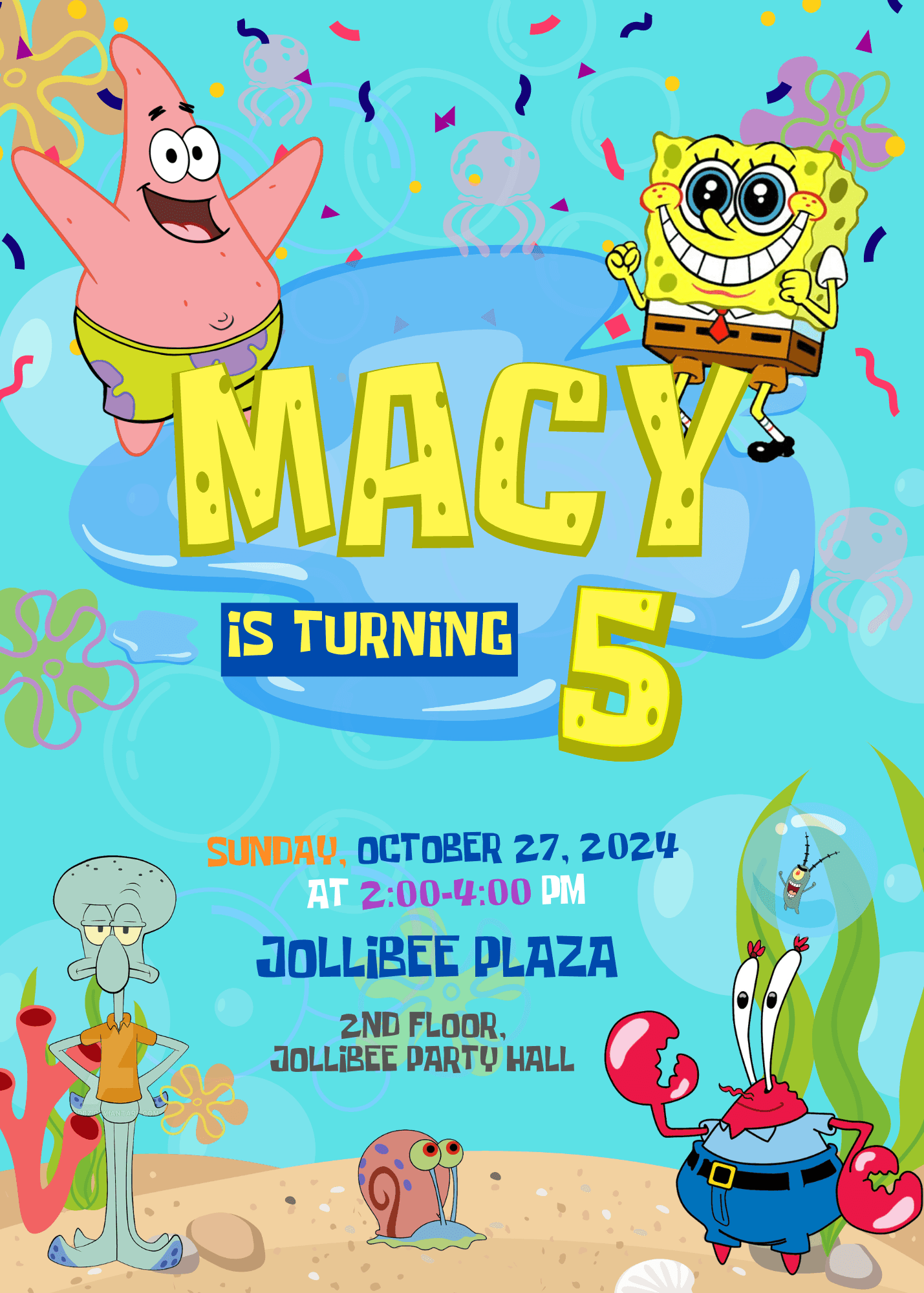 Spongebob Invitation Spongebob Birthday Spongebob Party Spongebob