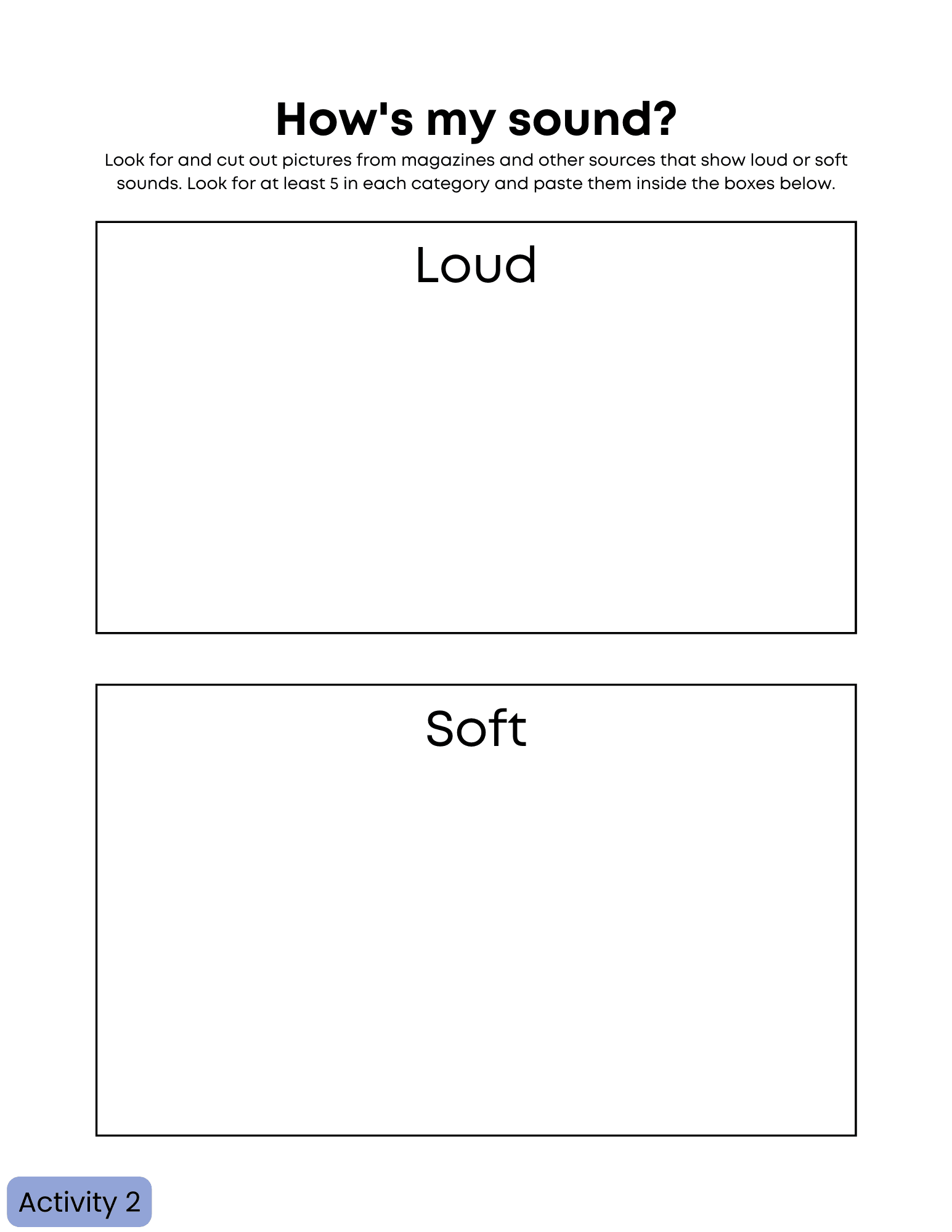 Loud And Soft Sounds Worksheet