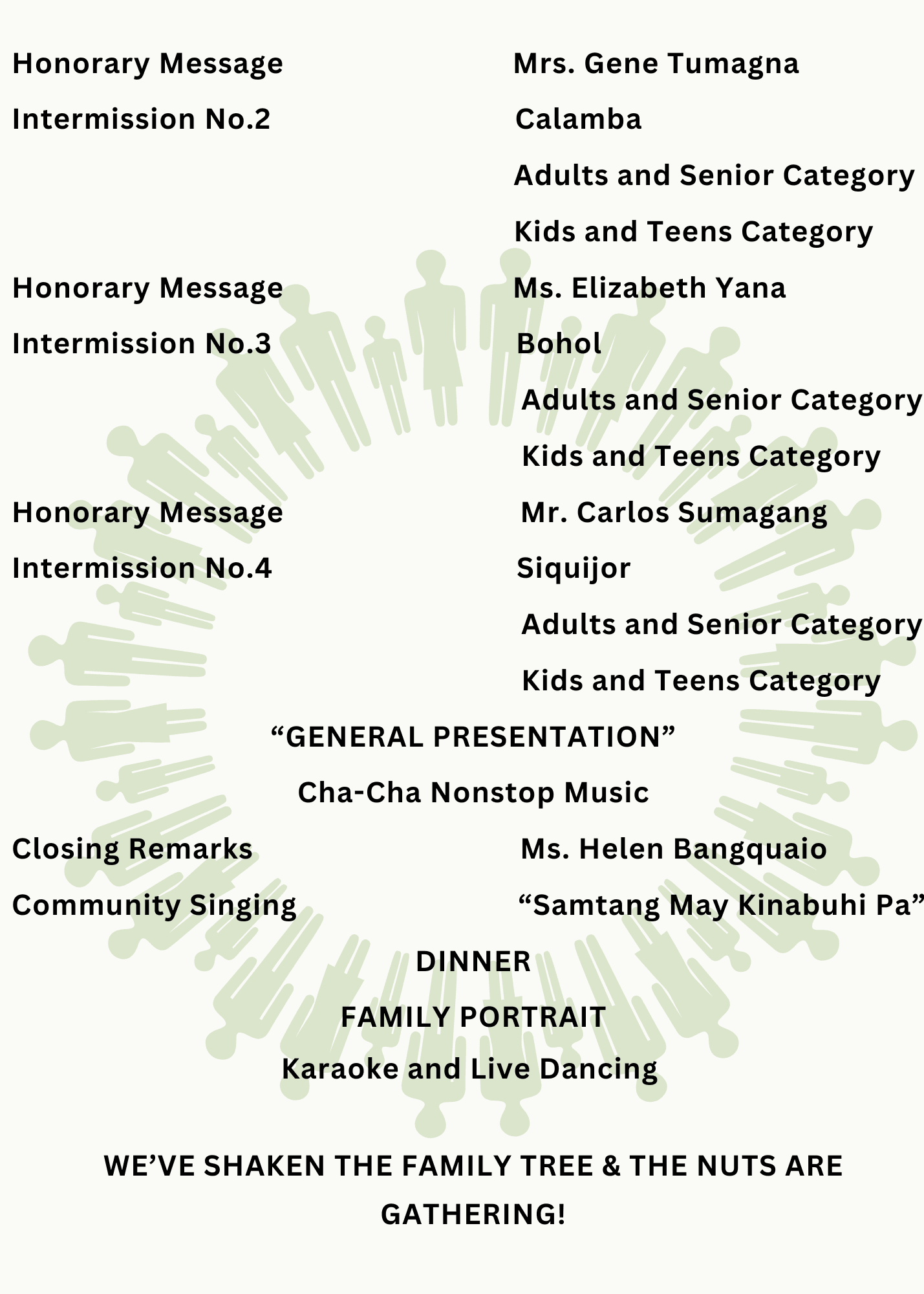 Family Reunion Banquet Program