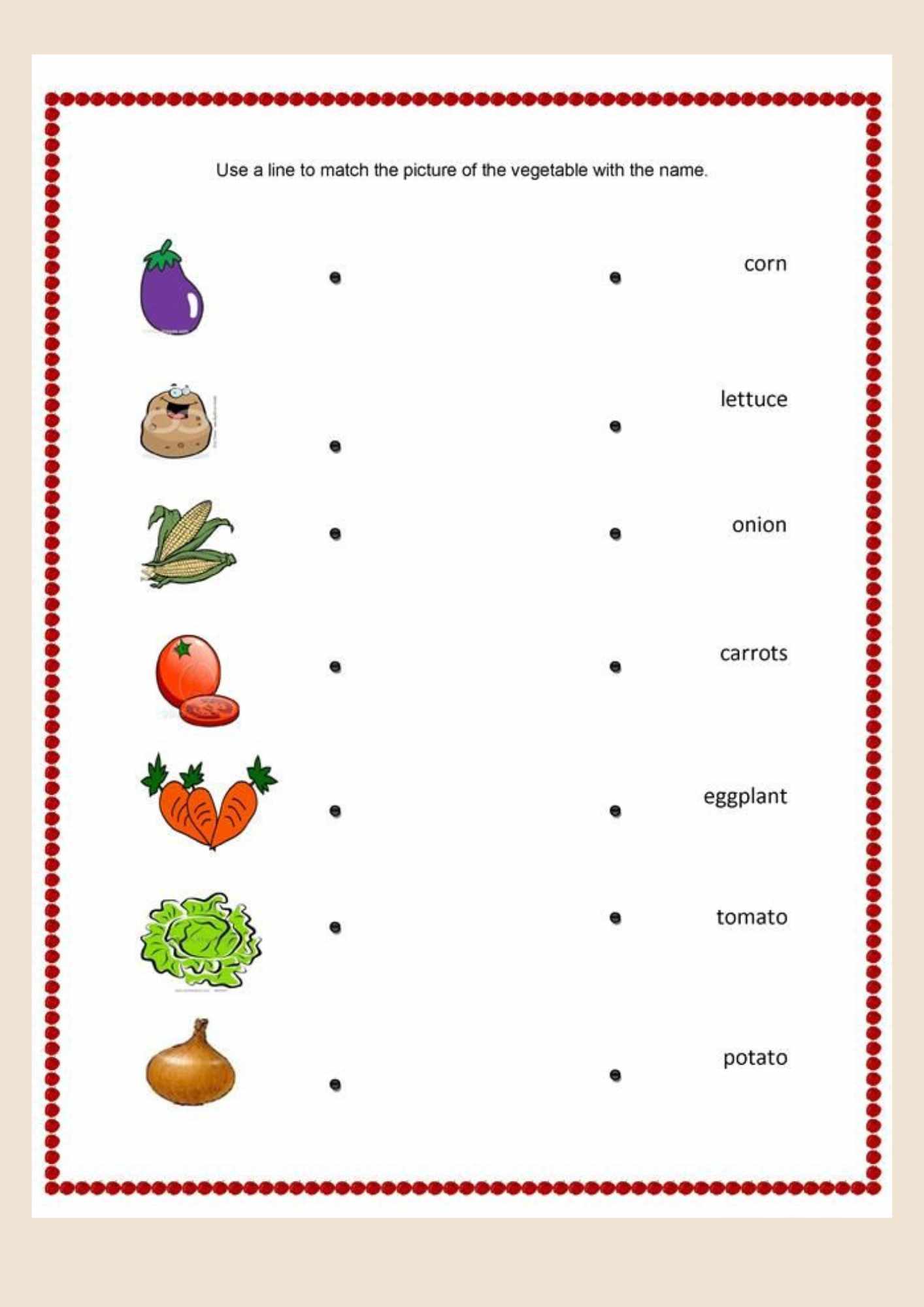 Vegetables Worksheet For Preschool Worksheet: Vegetables Circle