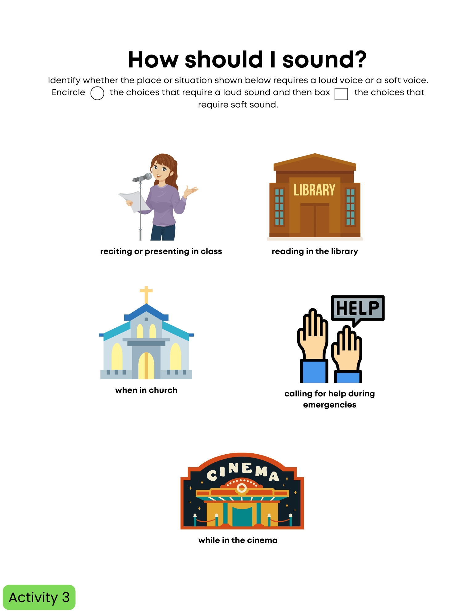 Loud And Soft Sounds Worksheet