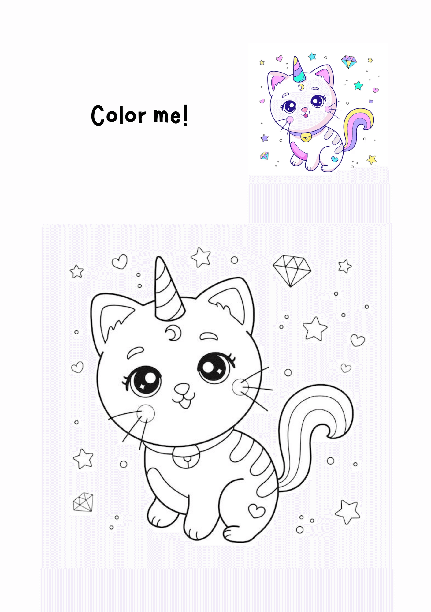 Unicorn Kitty Coloring Page