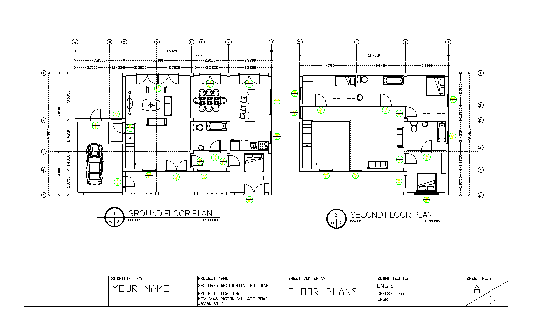 2 Storey Residential Floor Plan Two Story House Plans DWG, Free CAD