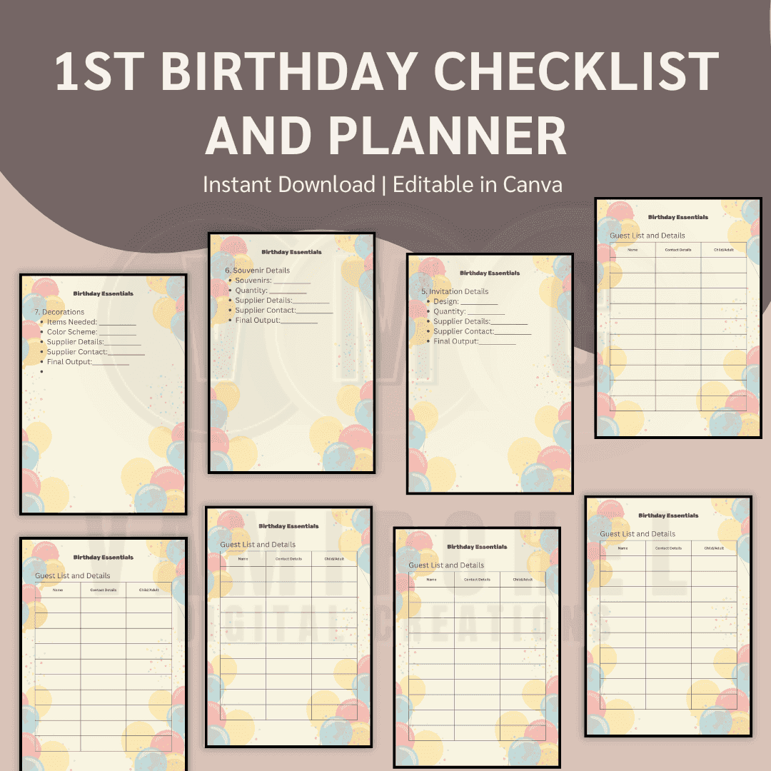 1st Birthday Checklist Printable Checklist For Planning Baby's First