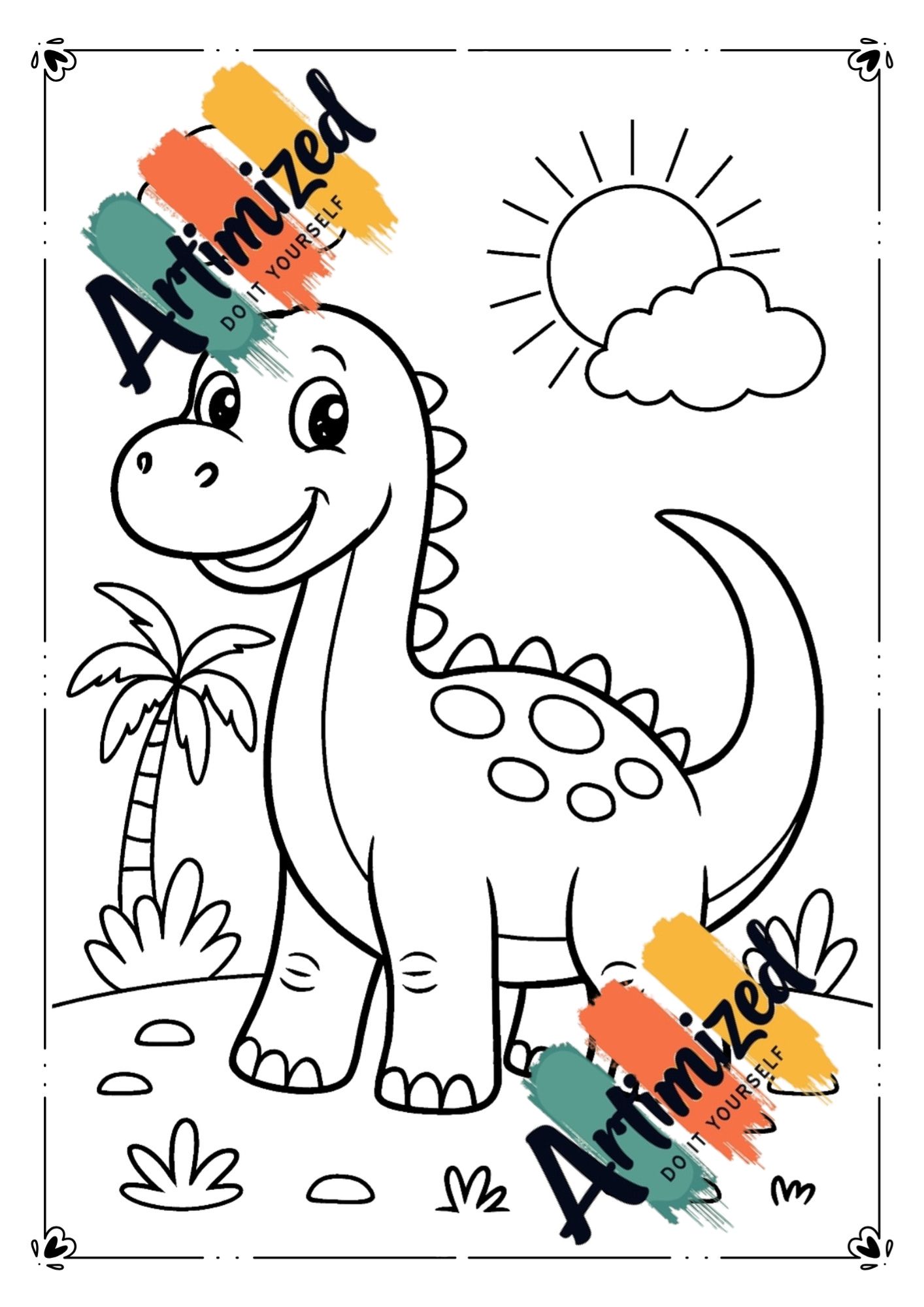Cute Printable Dinosaur Coloring Pages