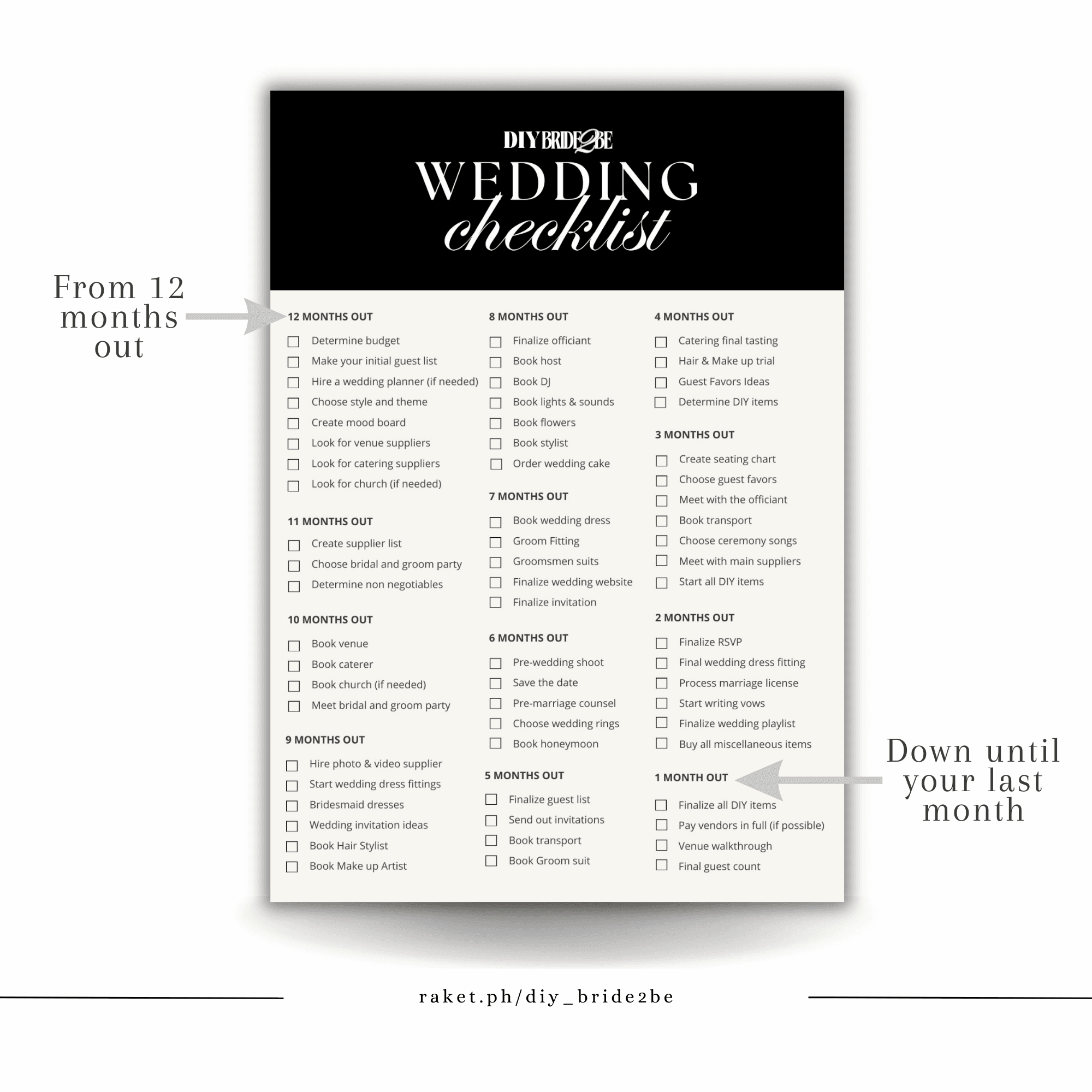 Printable Wedding Checklist By Month Brown Wedding Checklist Template