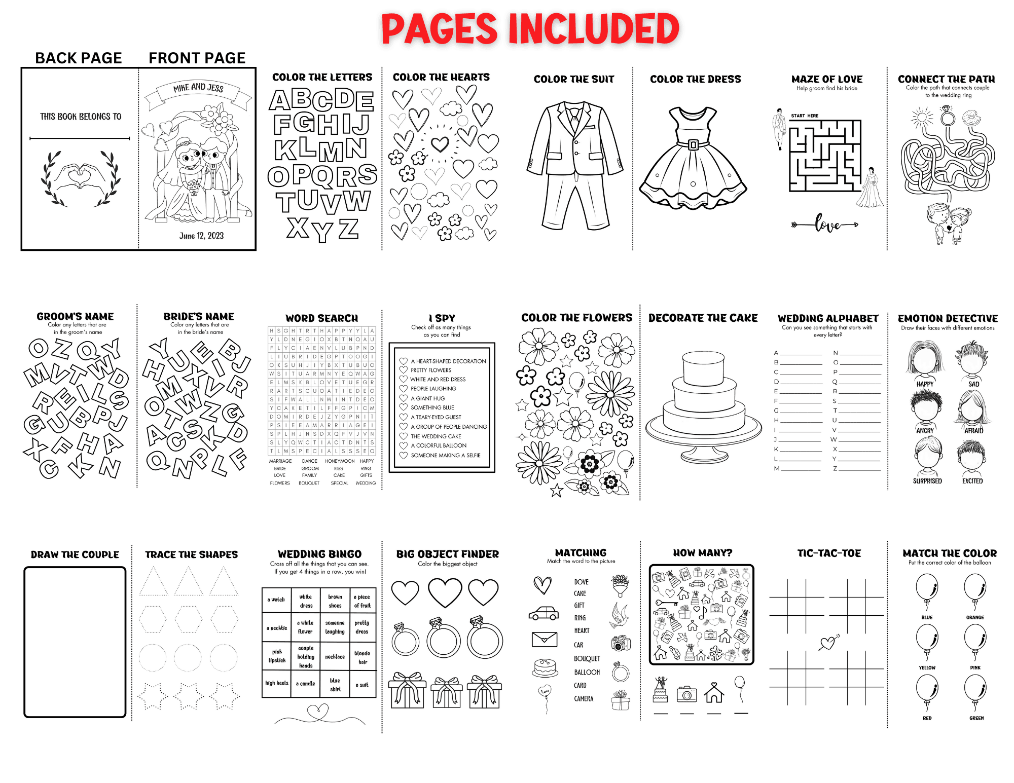 Printable Wedding Activity Book