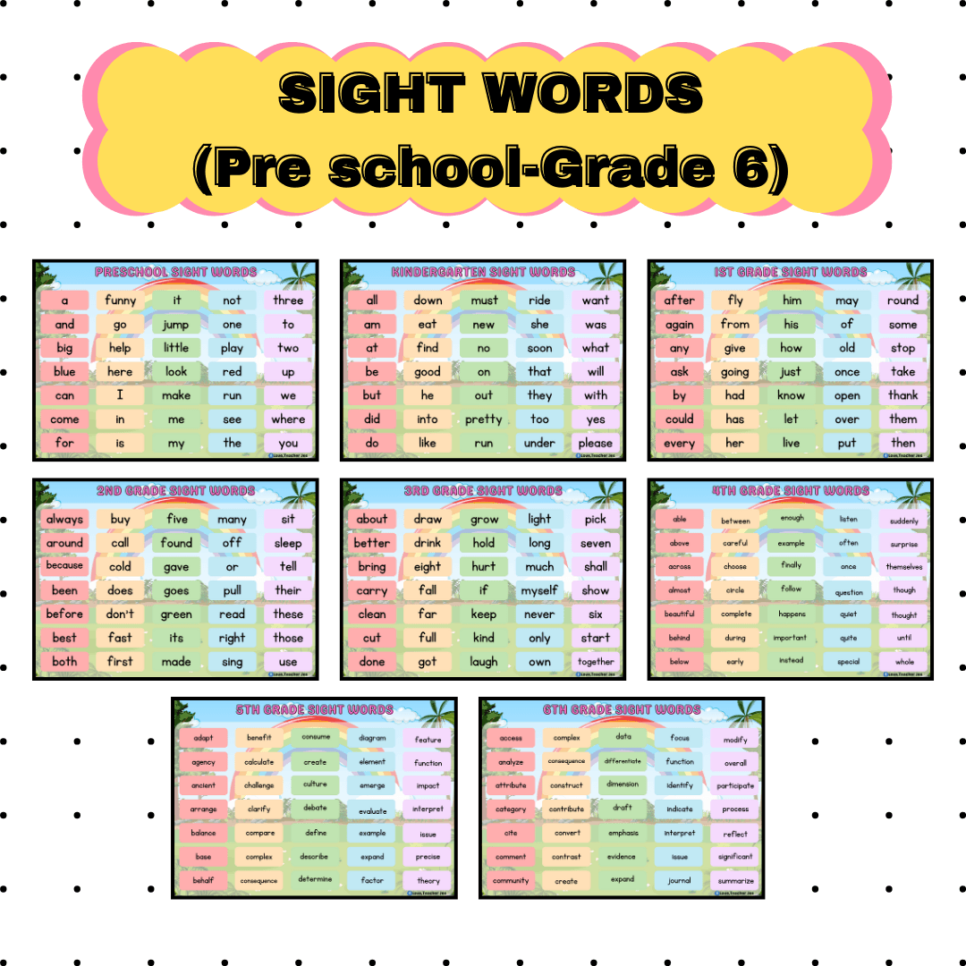 Six Grade Sight Words