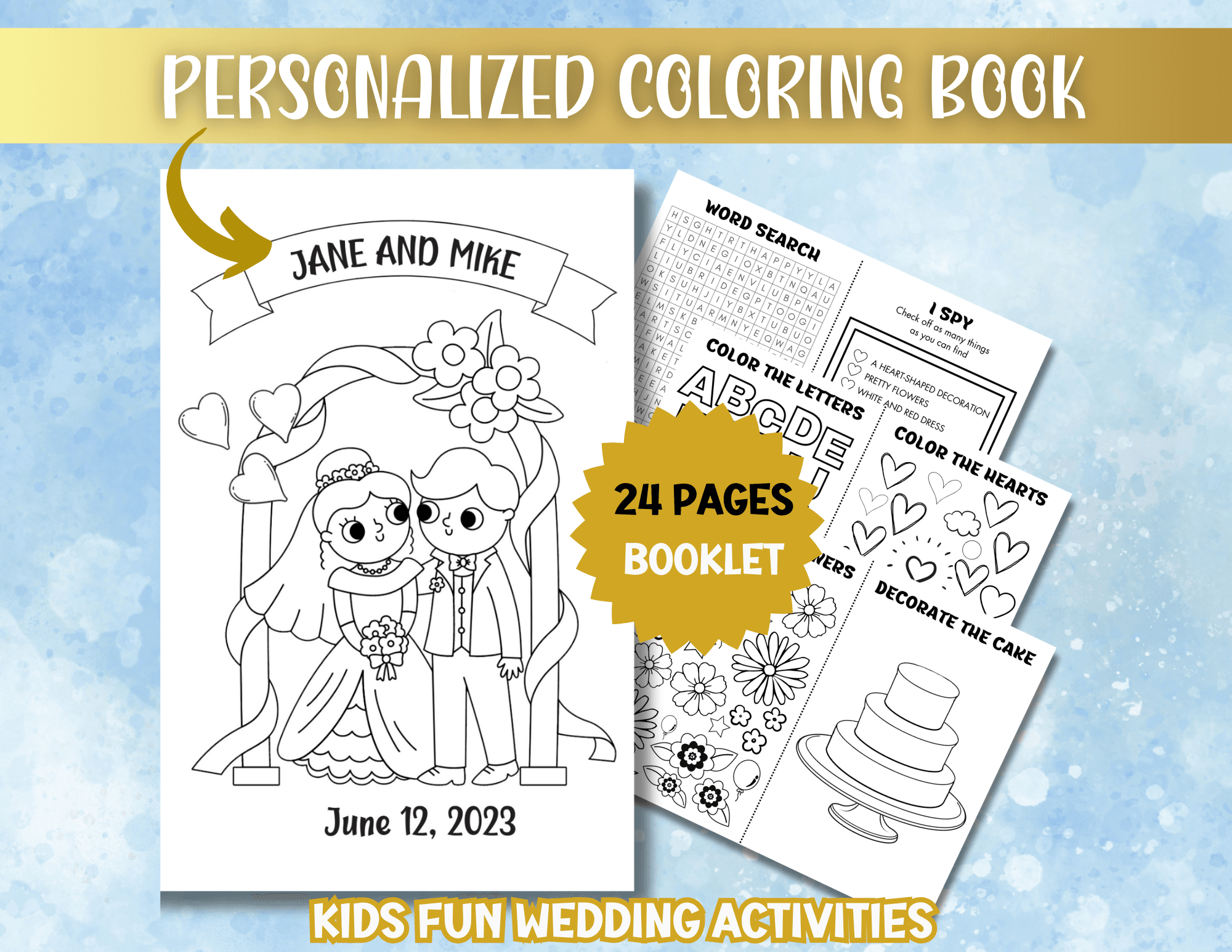 Personalized Wedding Activity Sheets Wedding Activity