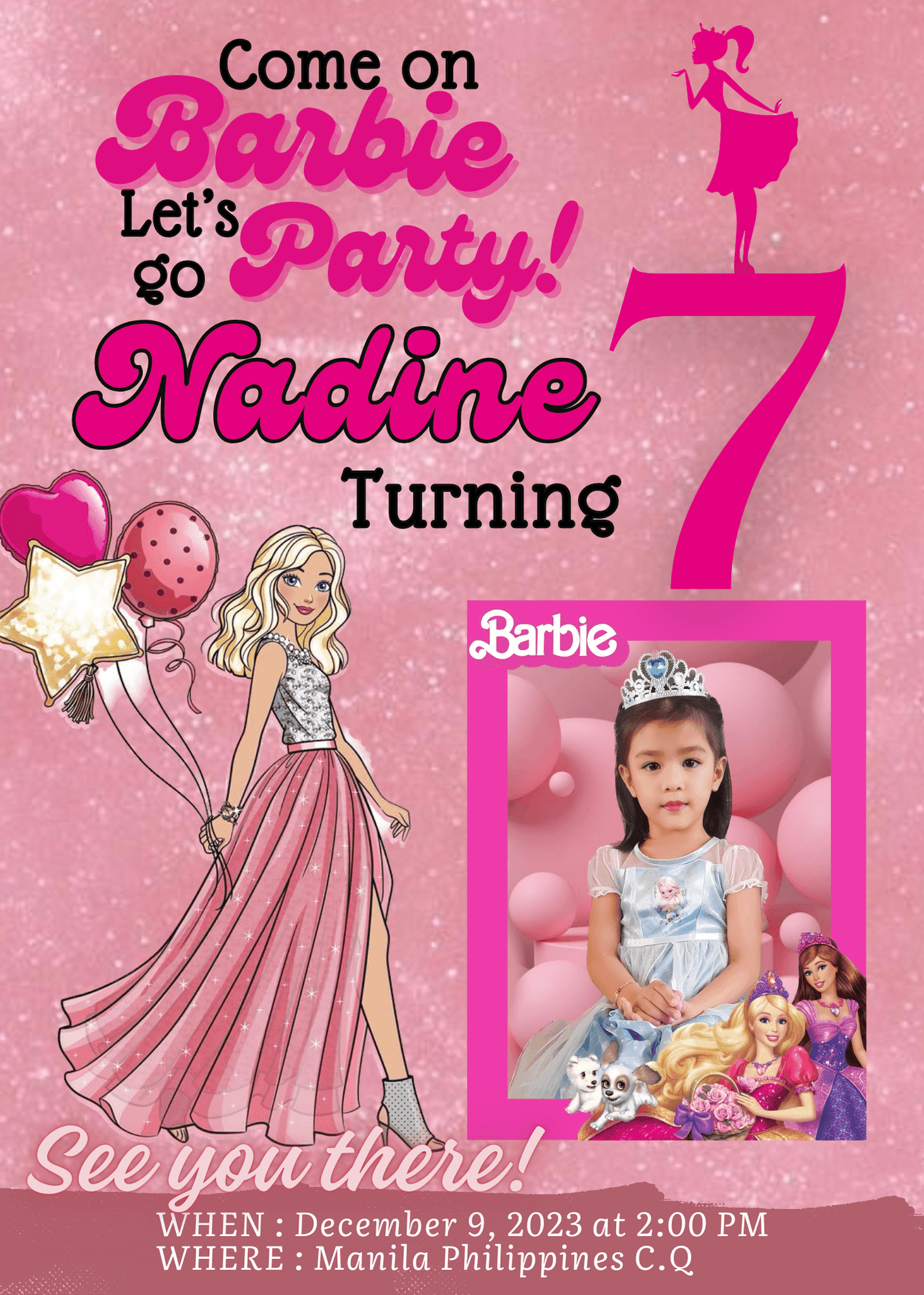 Barbie 7th Birthday Cards 7th Birthday Card Barbie Etsy UK