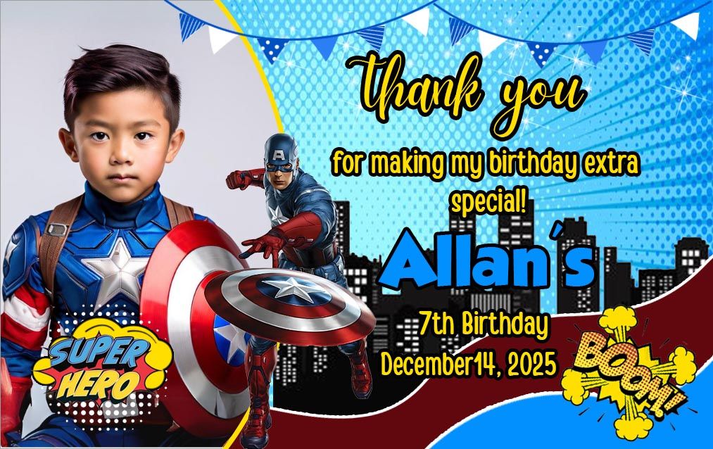 Captain America Birthday Banner Print