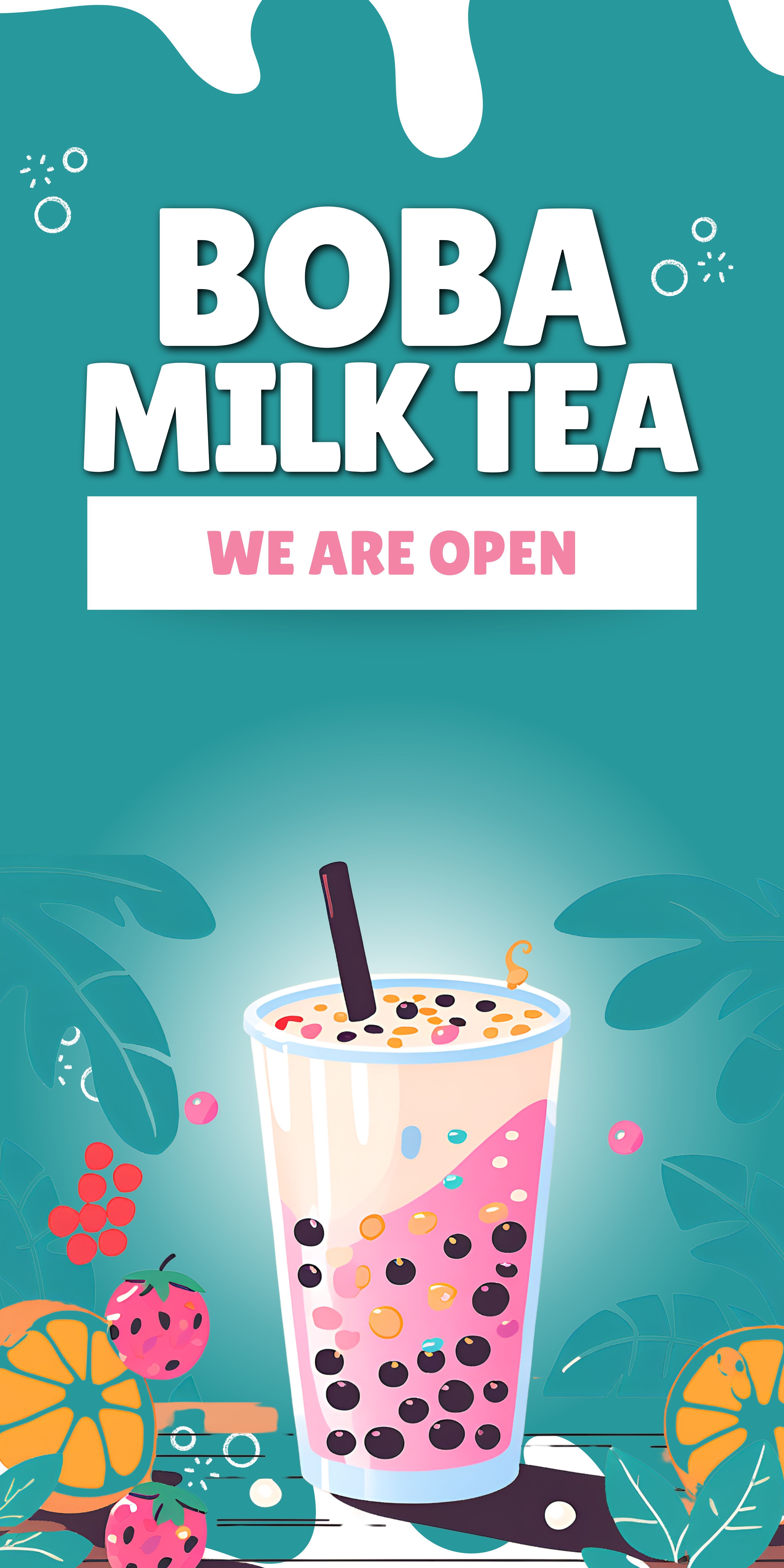 Pearl Milk Tea Poster Poster Template With Bubble Milk Tea Concept