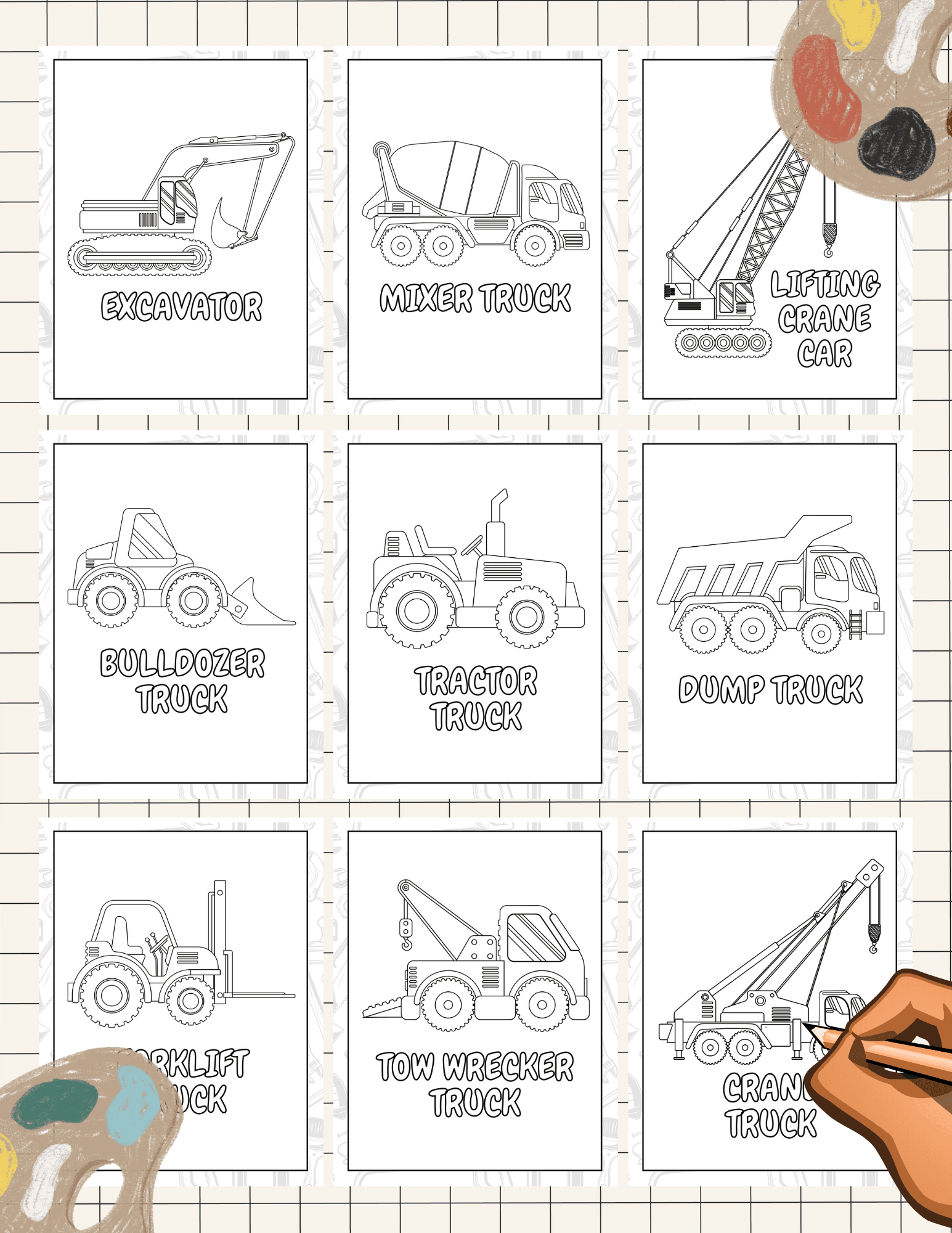 Construction Truck Coloring Page Construction Vehicles Coloring Book: