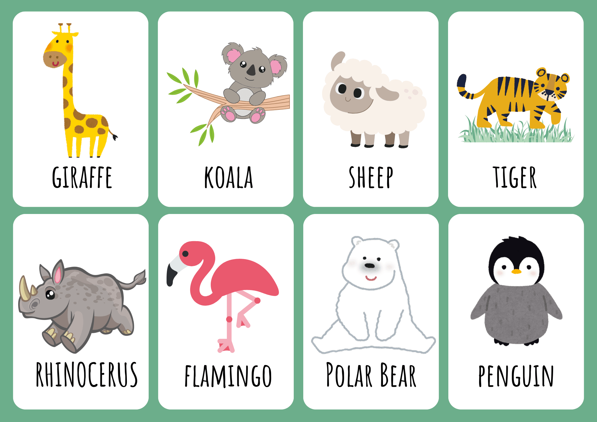 Birds Cards For Word Wall Animal Flashcards English