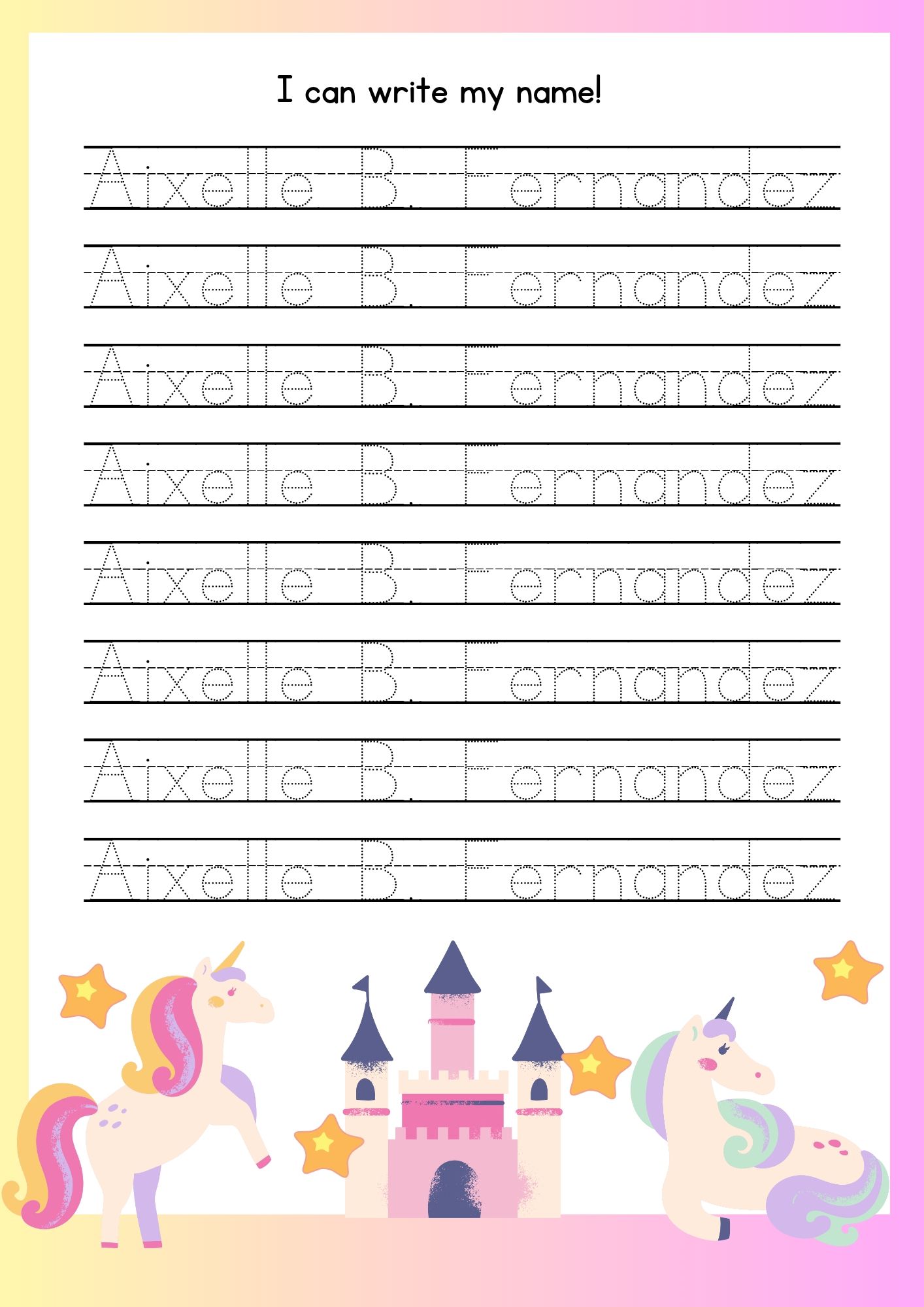 Unicorn Tracing Worksheets For Kids Name Tracing
