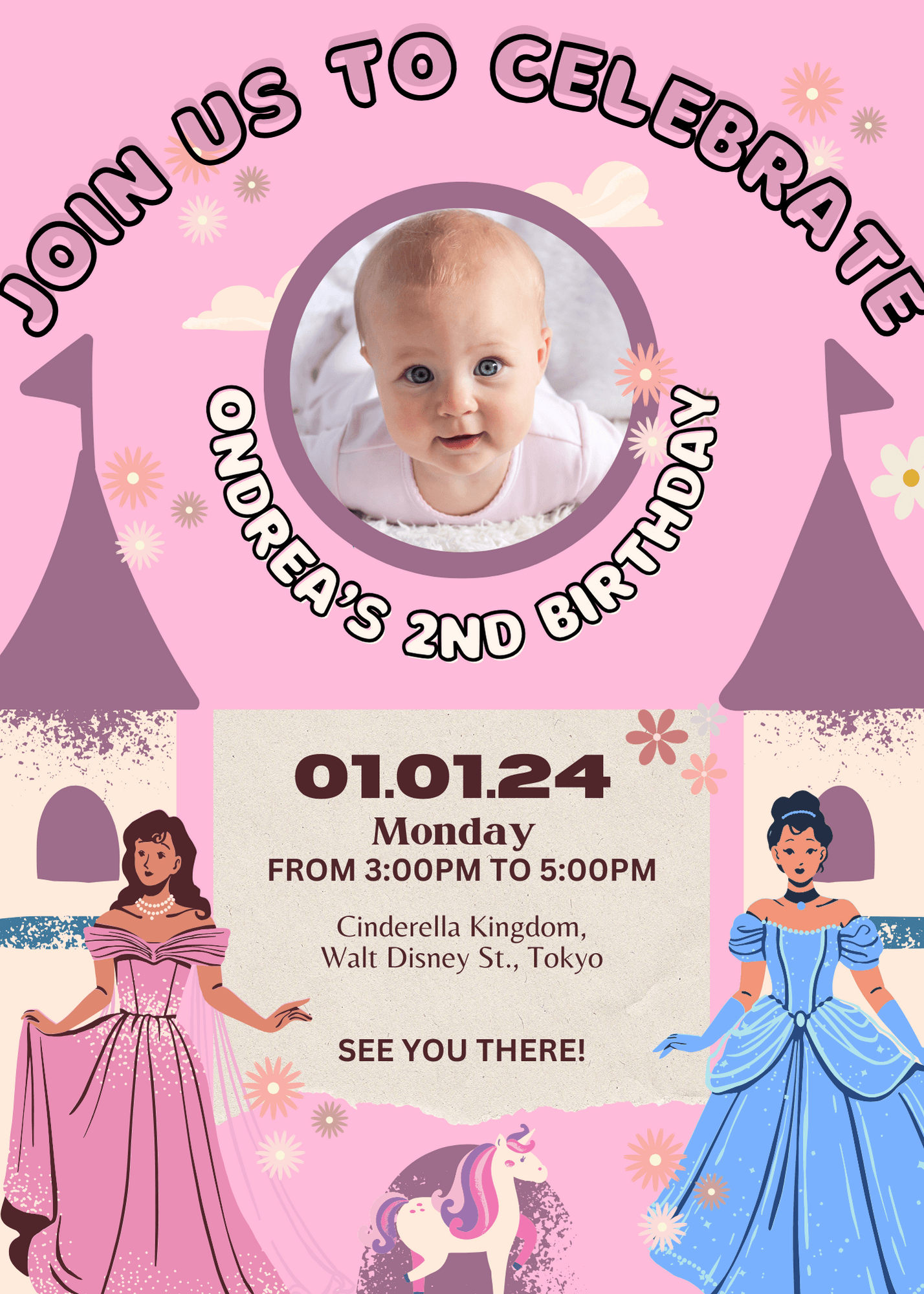 Walt Disney Princess Party Invites