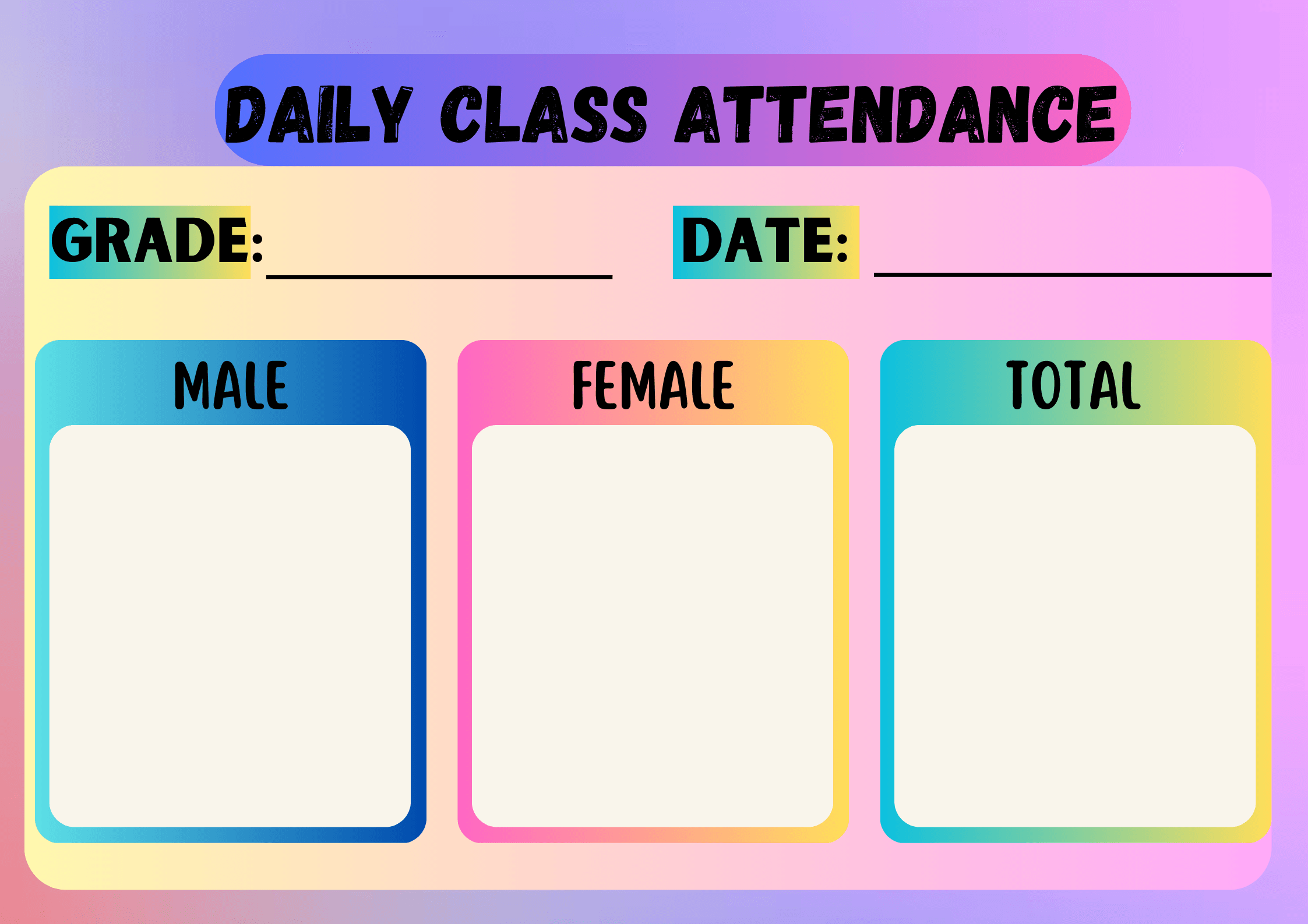 Attendance Charts For School