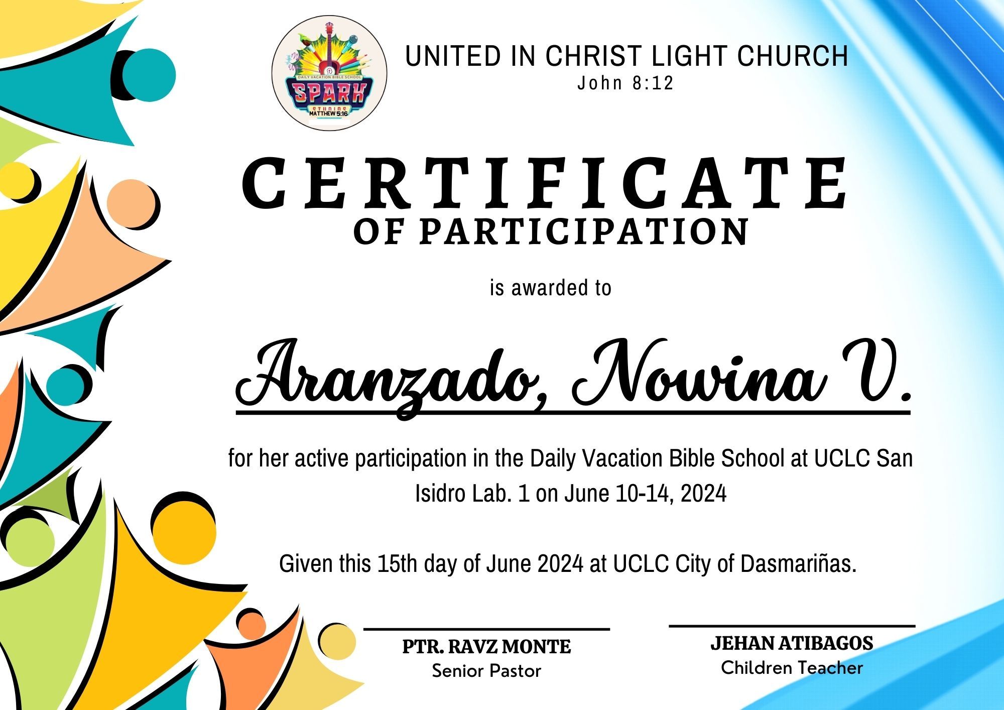 Graduation Bible School Certificates Baptist Bible College (MO)