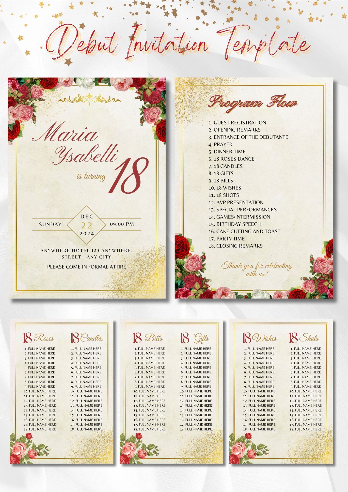 Sample Debut Invitation Designs Abbey's 18th Birthday Debut