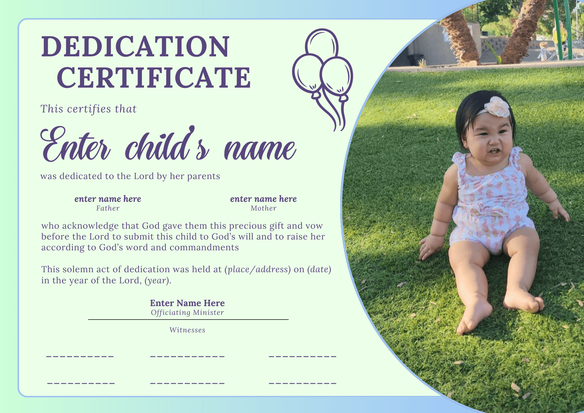 Baby Dedication Certificates Word Template Free Church Certificates