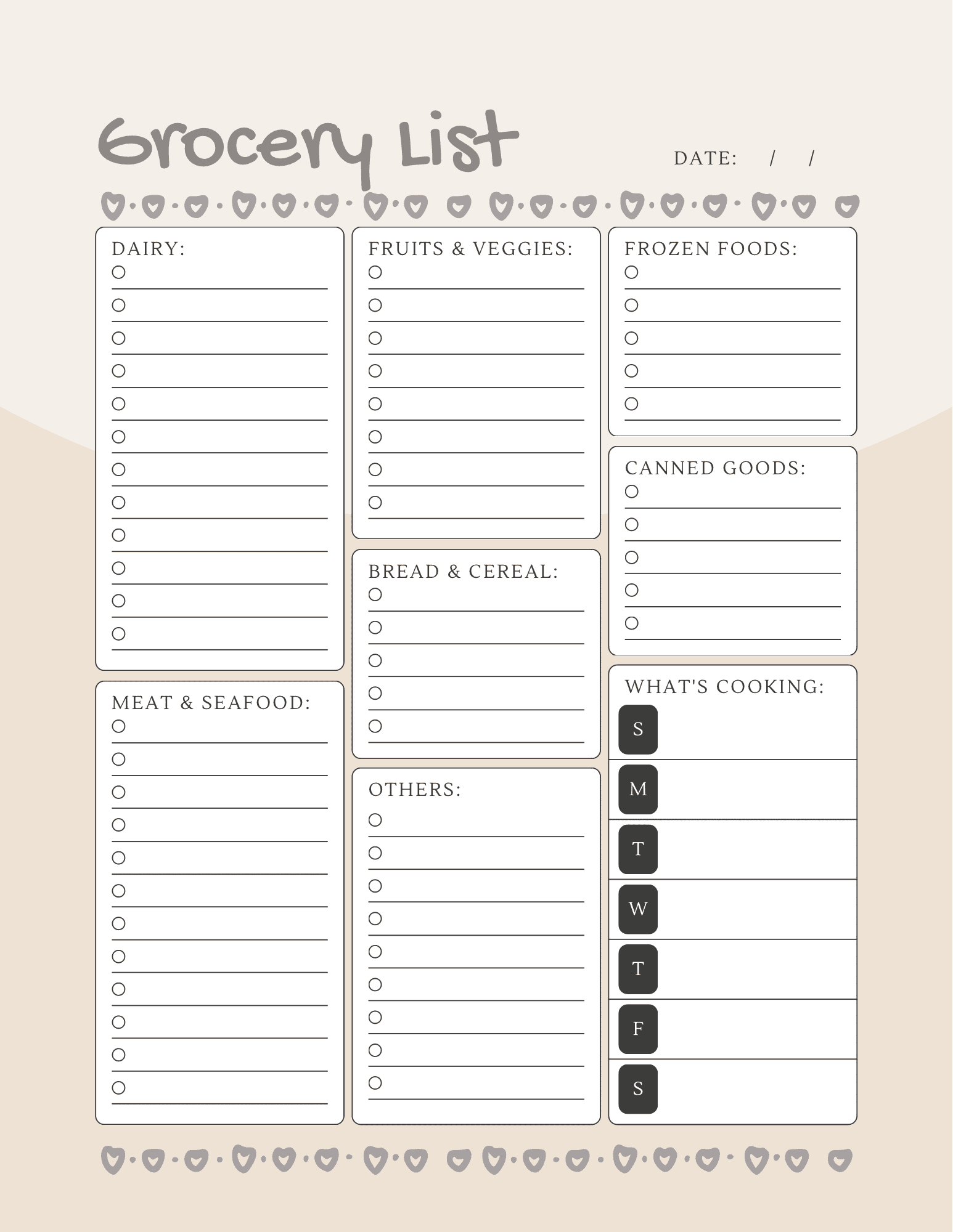 Example Grocery List