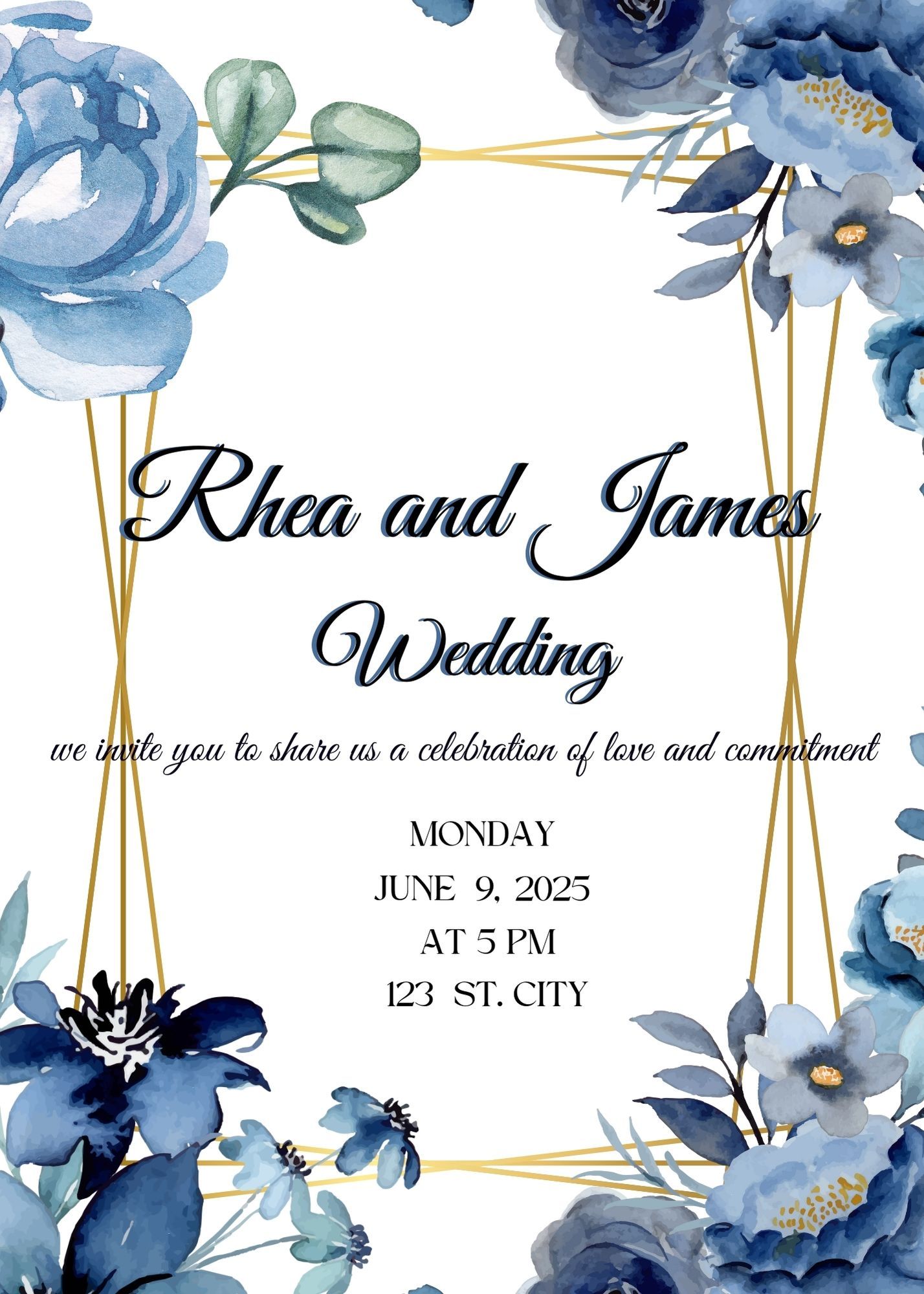 Royal Blue Invitation Templates Wedding Invitation Template Download