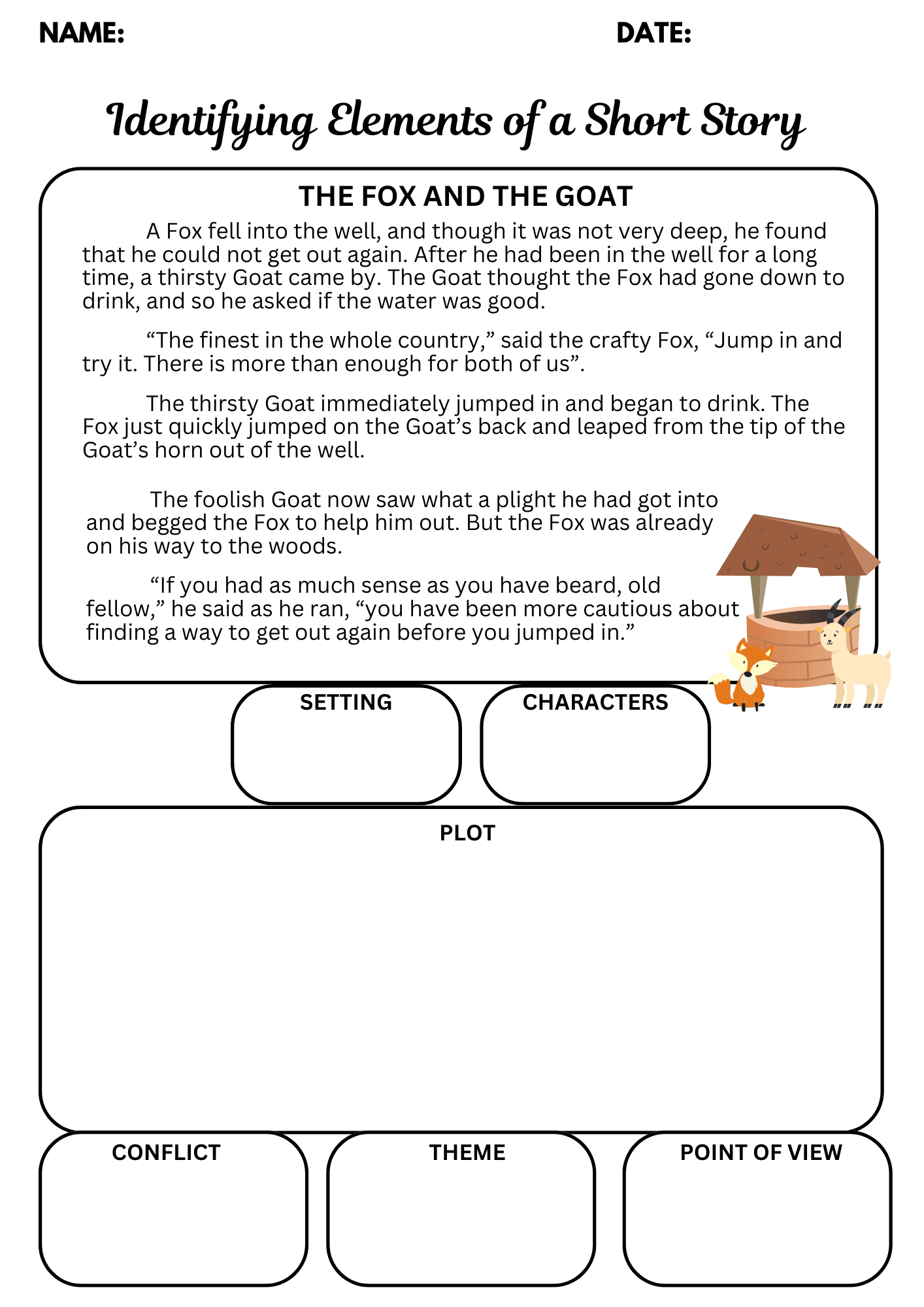 Short Story Elements Worksheet