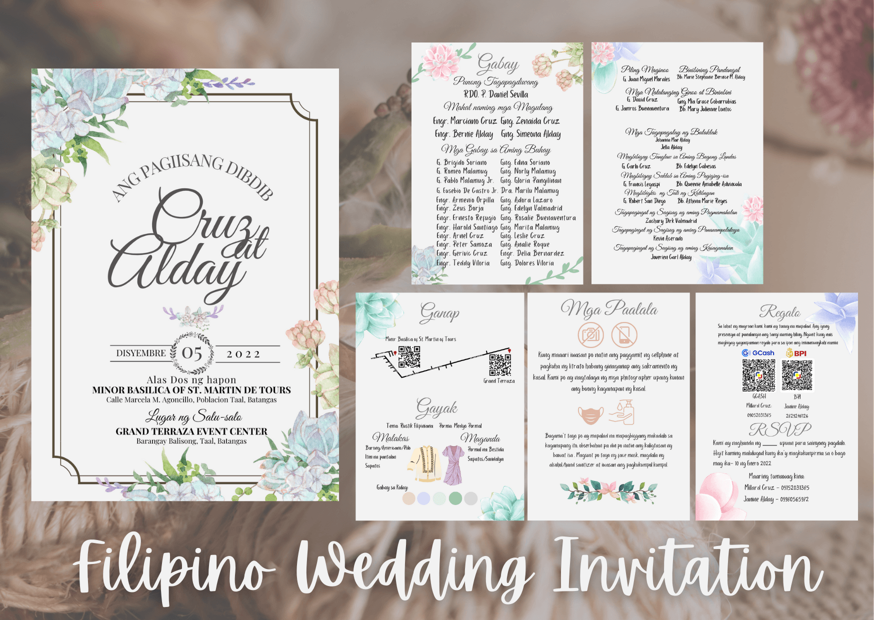Pinoy Wedding Invitation Wedding Invitation Layout Design (5x7),