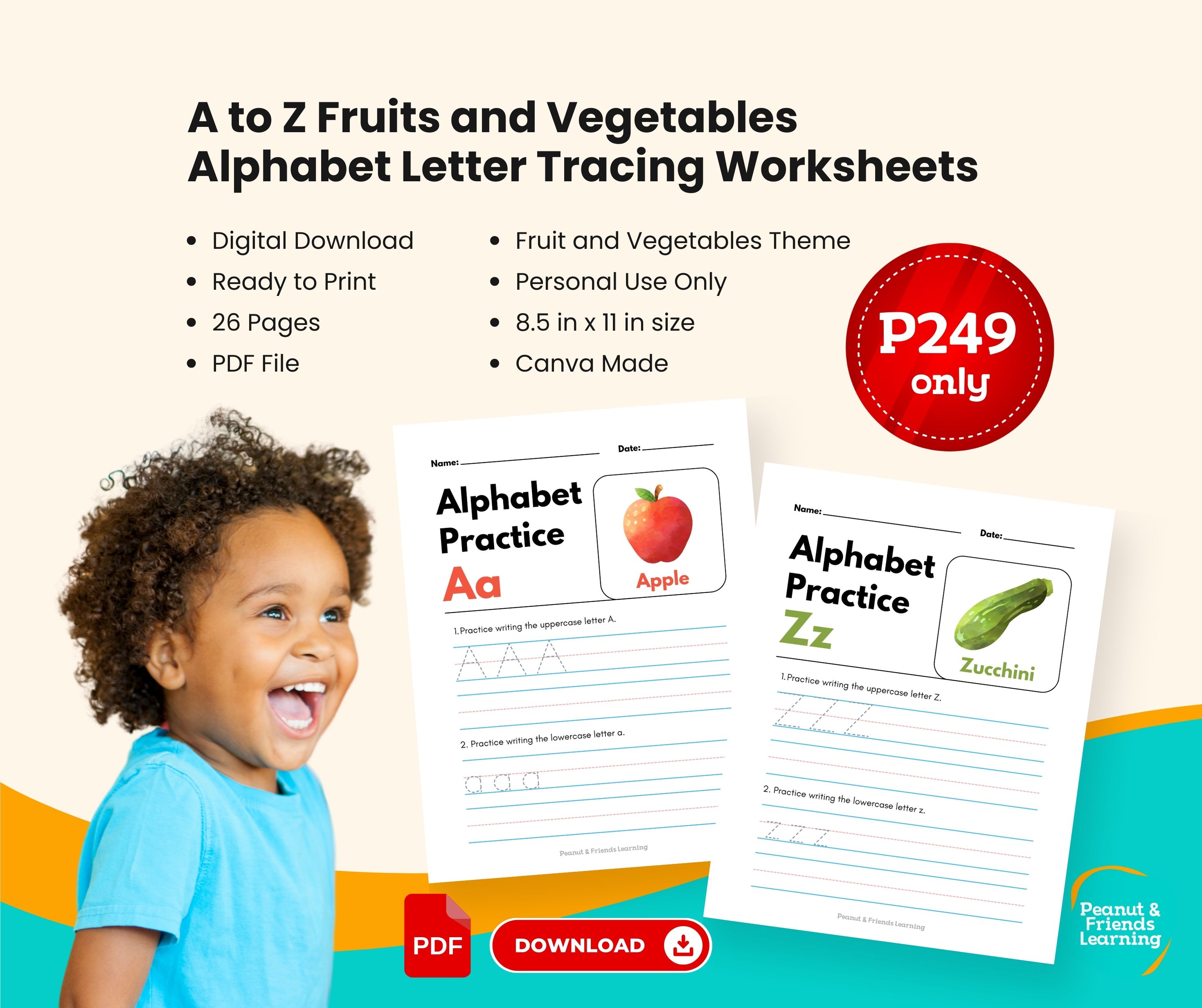 Fruits Vegetables From A To Z Alphabet Letter Tracing