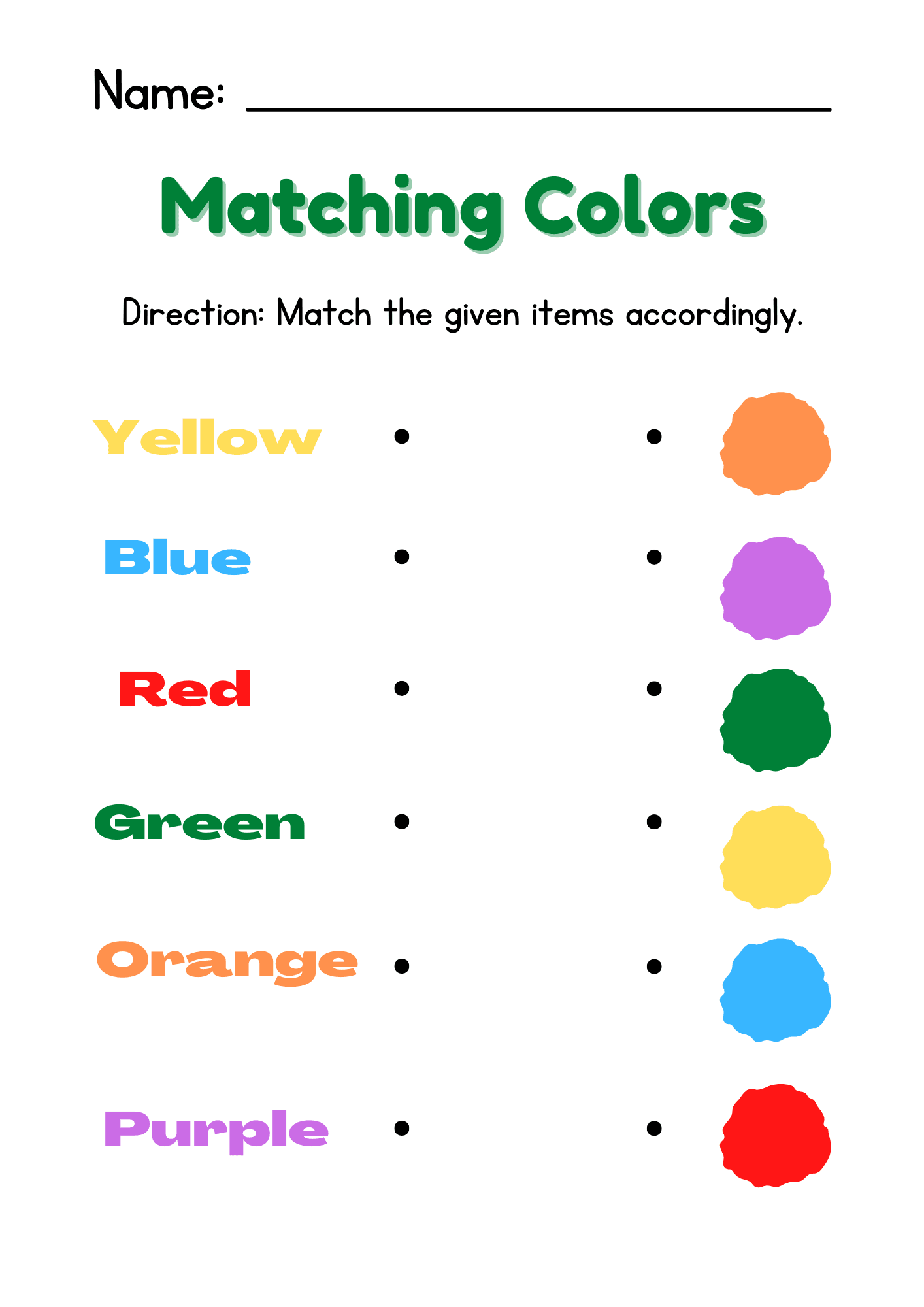Matching Colors Worksheets Free Printable Color Matching Worksheet