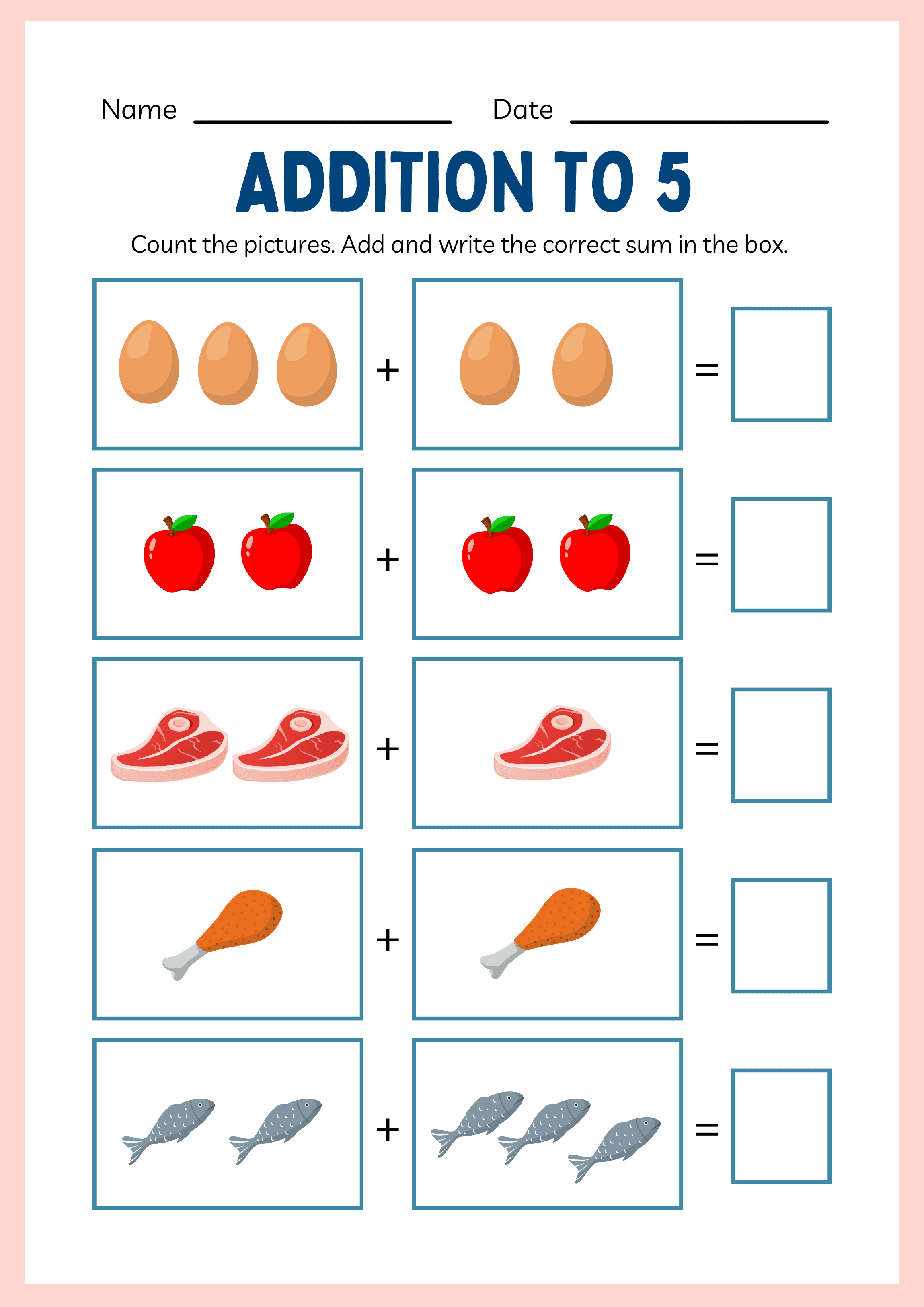 Addition Kindergarten Worksheets