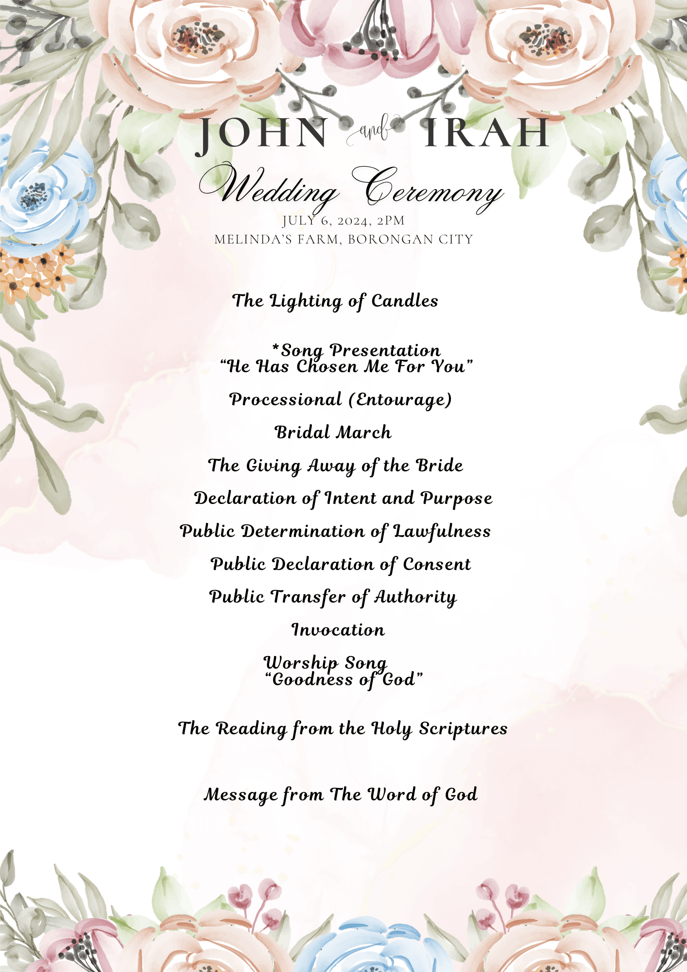 Wedding entourage processional order philippines | Beachweddingtips.com