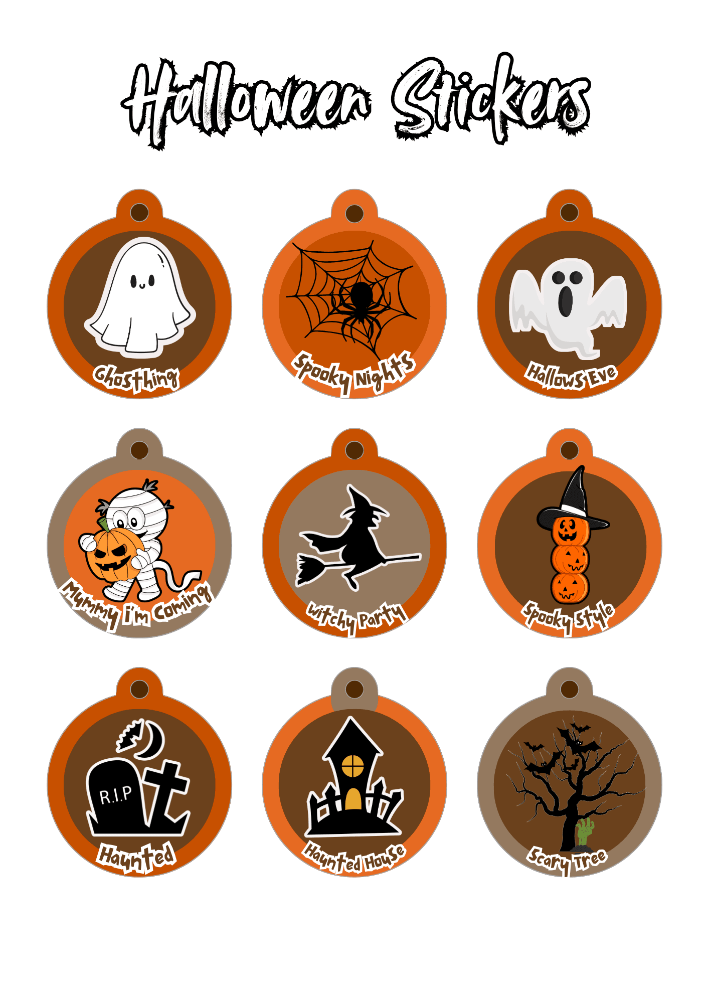 Halloween Printable Decals Halloween Sticker, Printable Stickers For