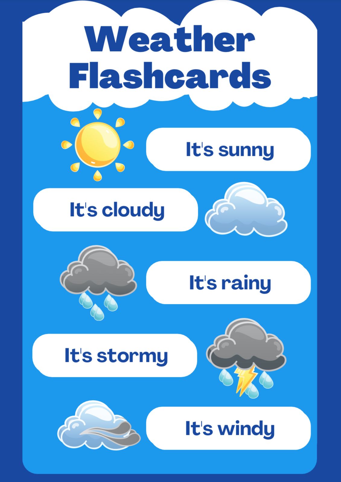 Weather Flashcards Preschool “Let’s Go To The Zoo”