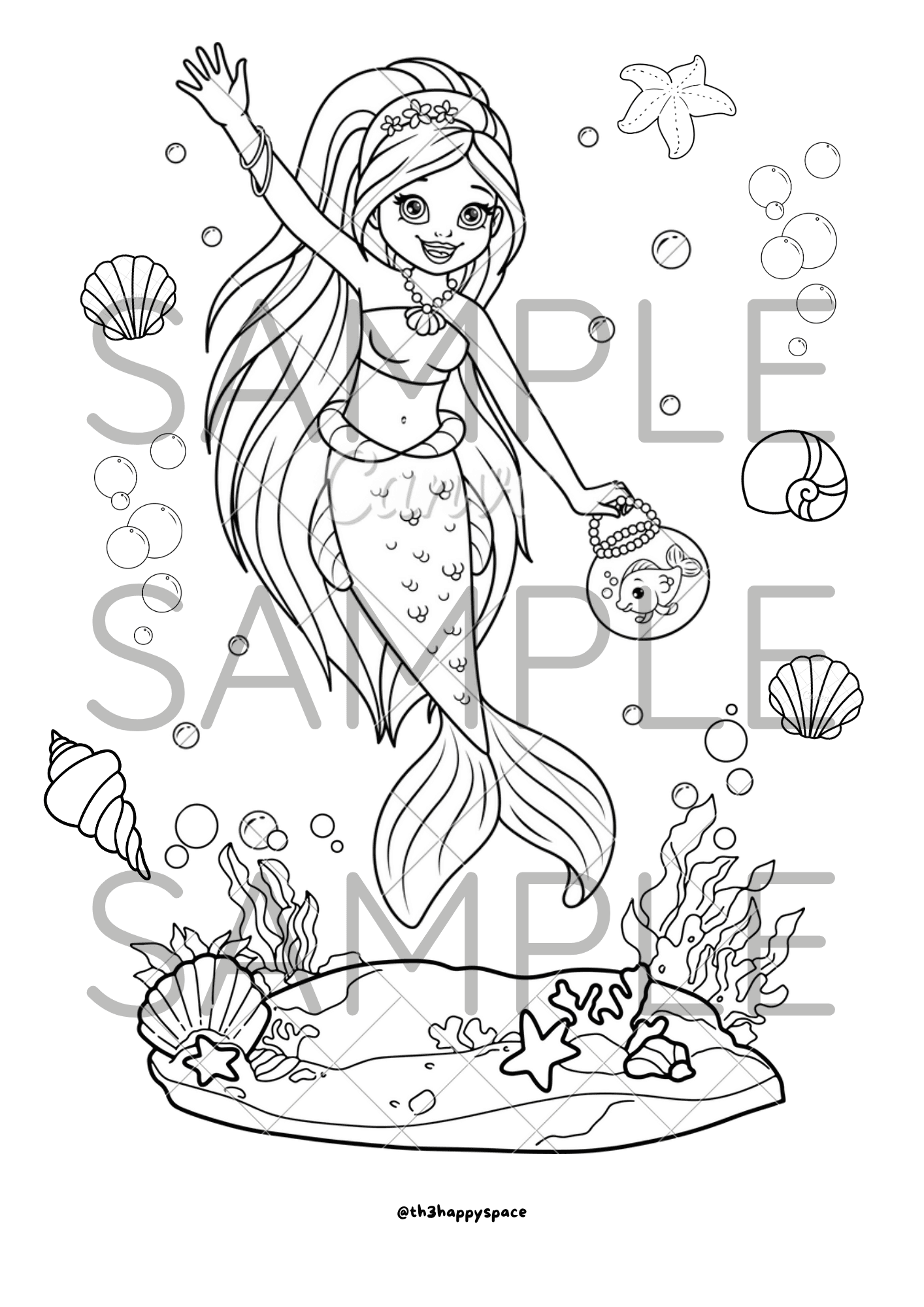 mermaid magic coloring page printable