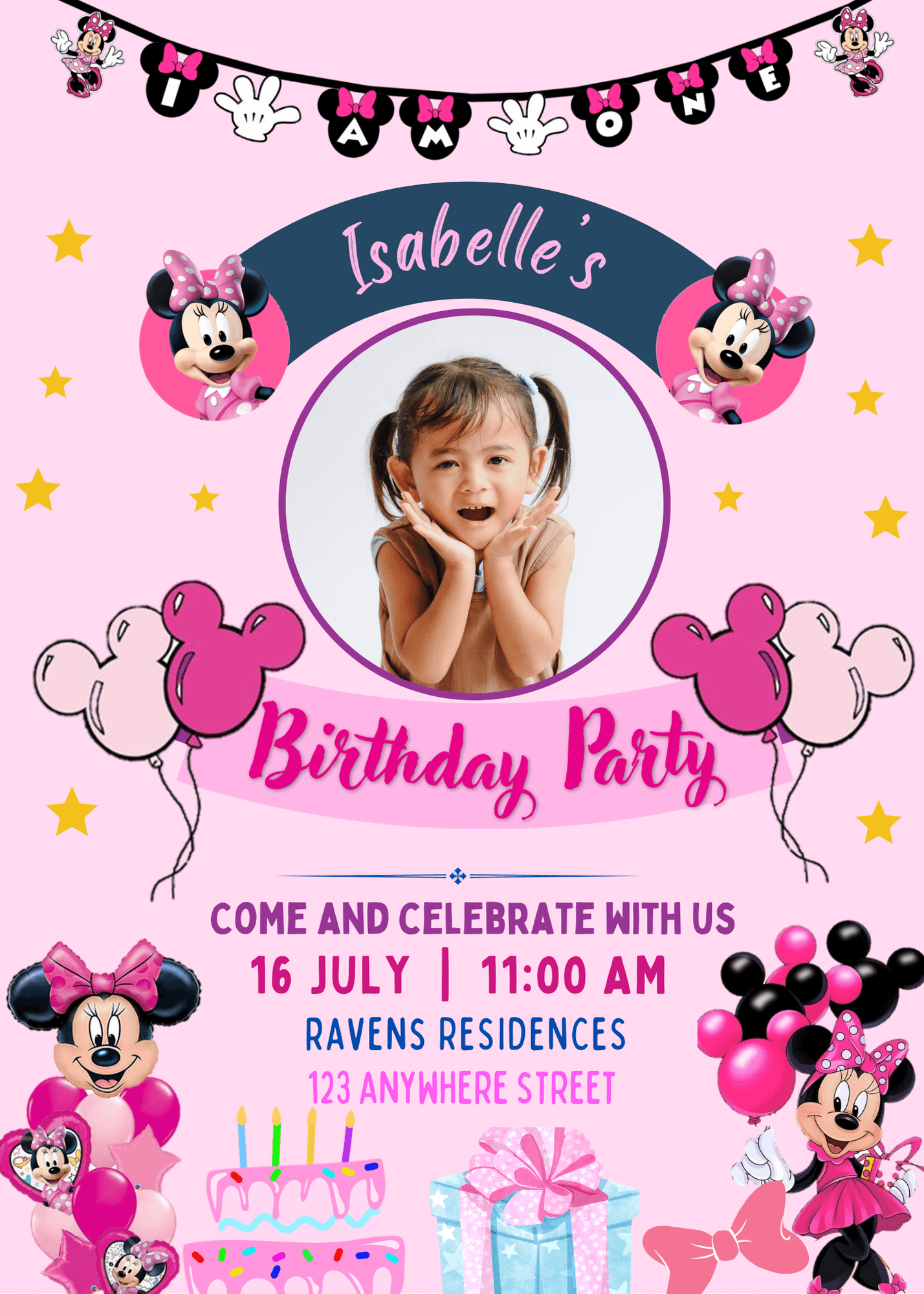 Minnie Mouse 1st Birthday Invitations