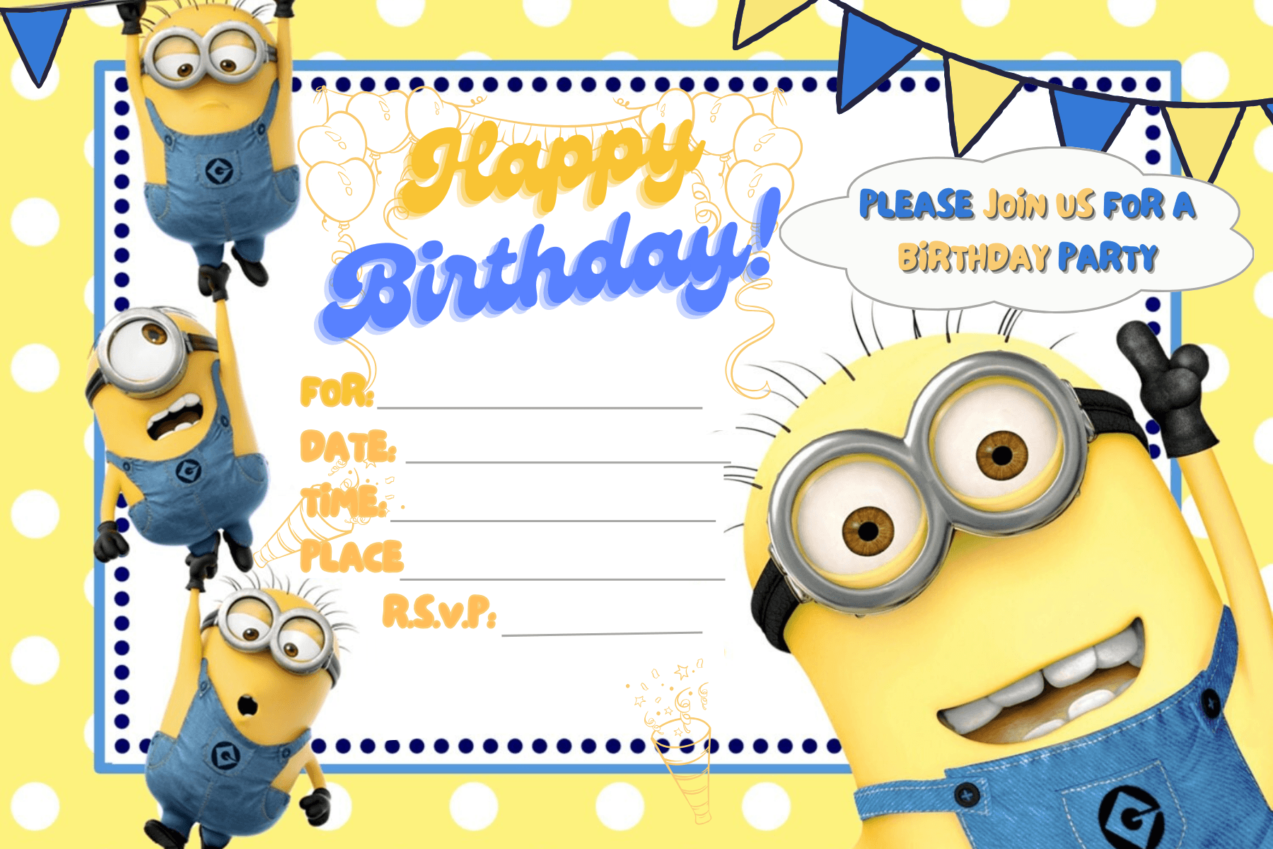 Minion Party Invitation Blank Printable Free Printable Minions