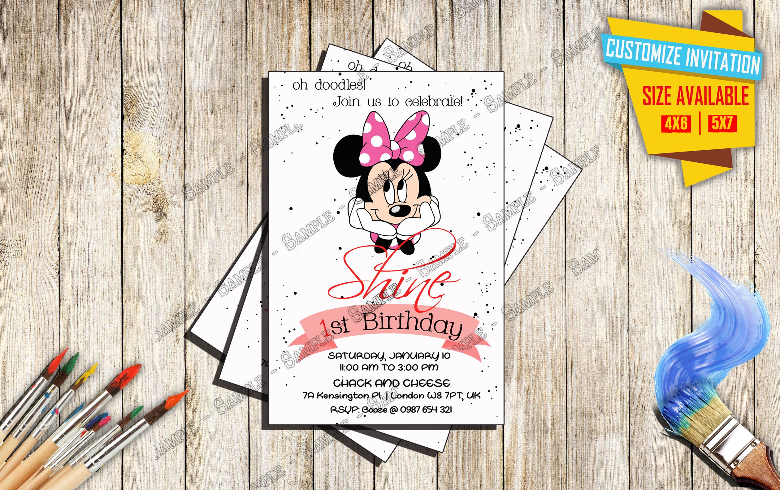 Personalized Minnie Birthday Invitations Twin Frozen And Minnie Mouse