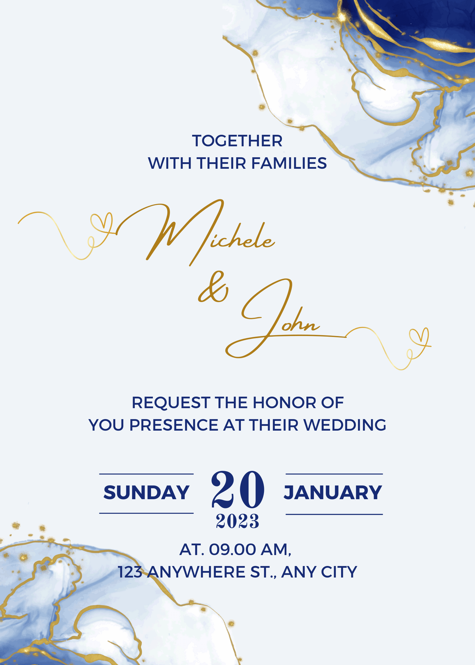 Elegant Navy Blue Wedding Invitation Acrylic Wedding Invitations, Navy
