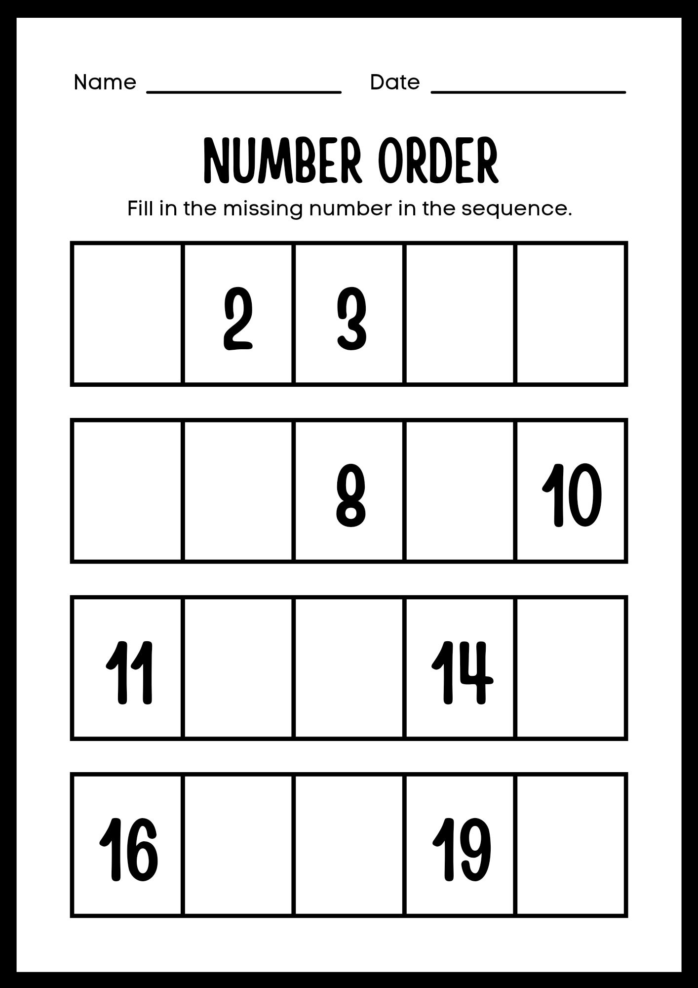 Number 1 20 Worksheet