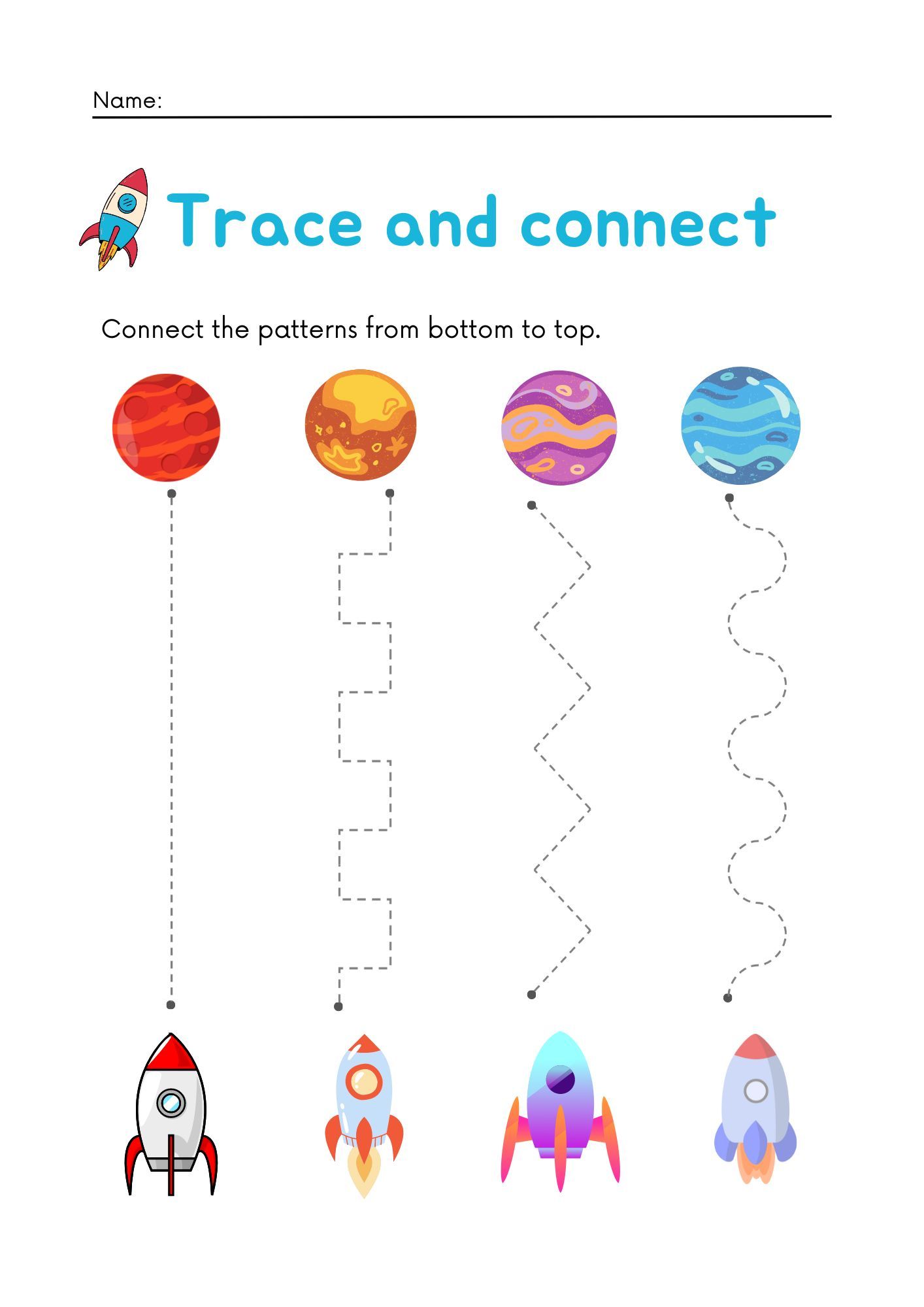 Space Tracing Worksheets Space Trace The Numbers
