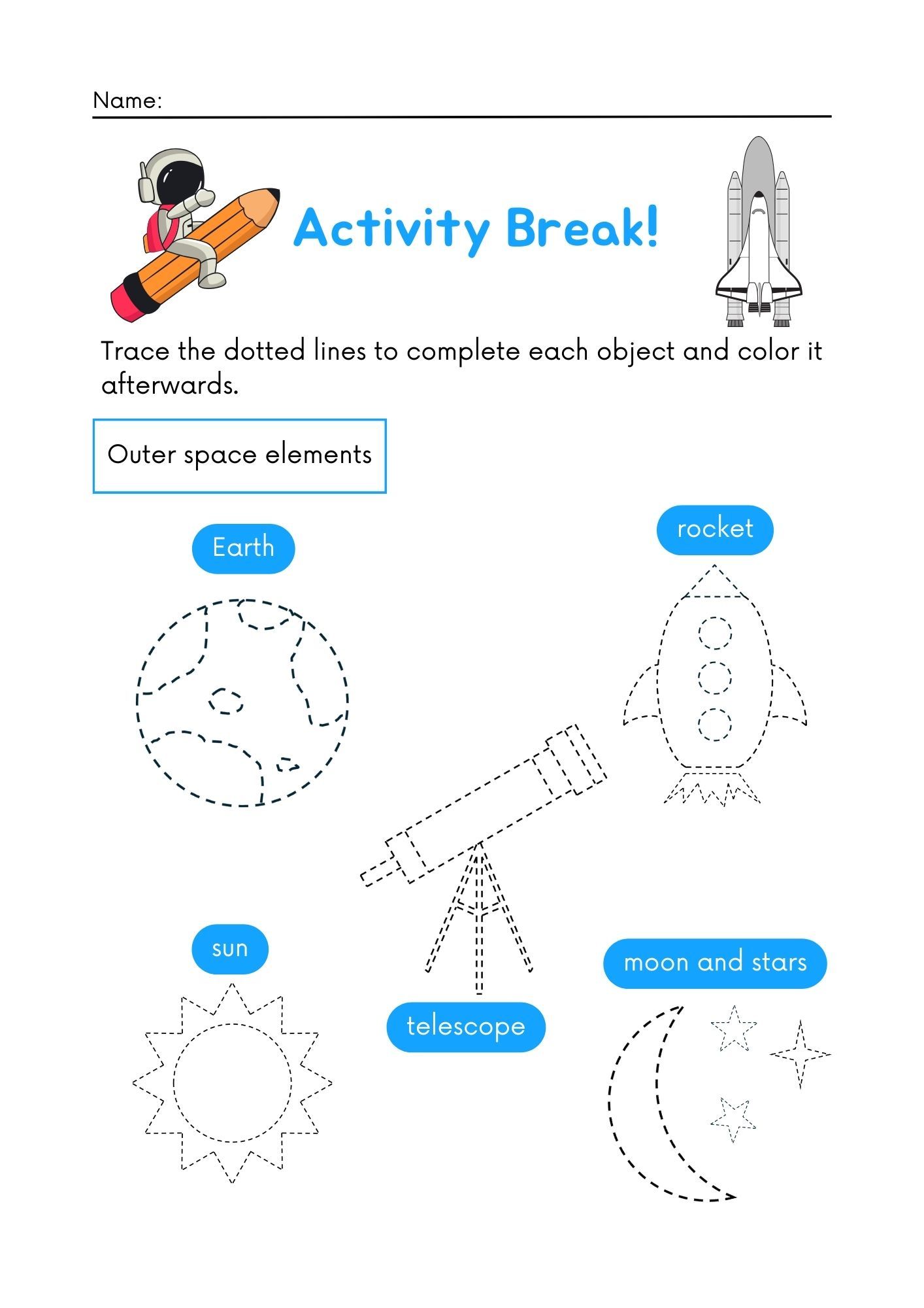 Space Tracing Worksheets Space Trace The Numbers