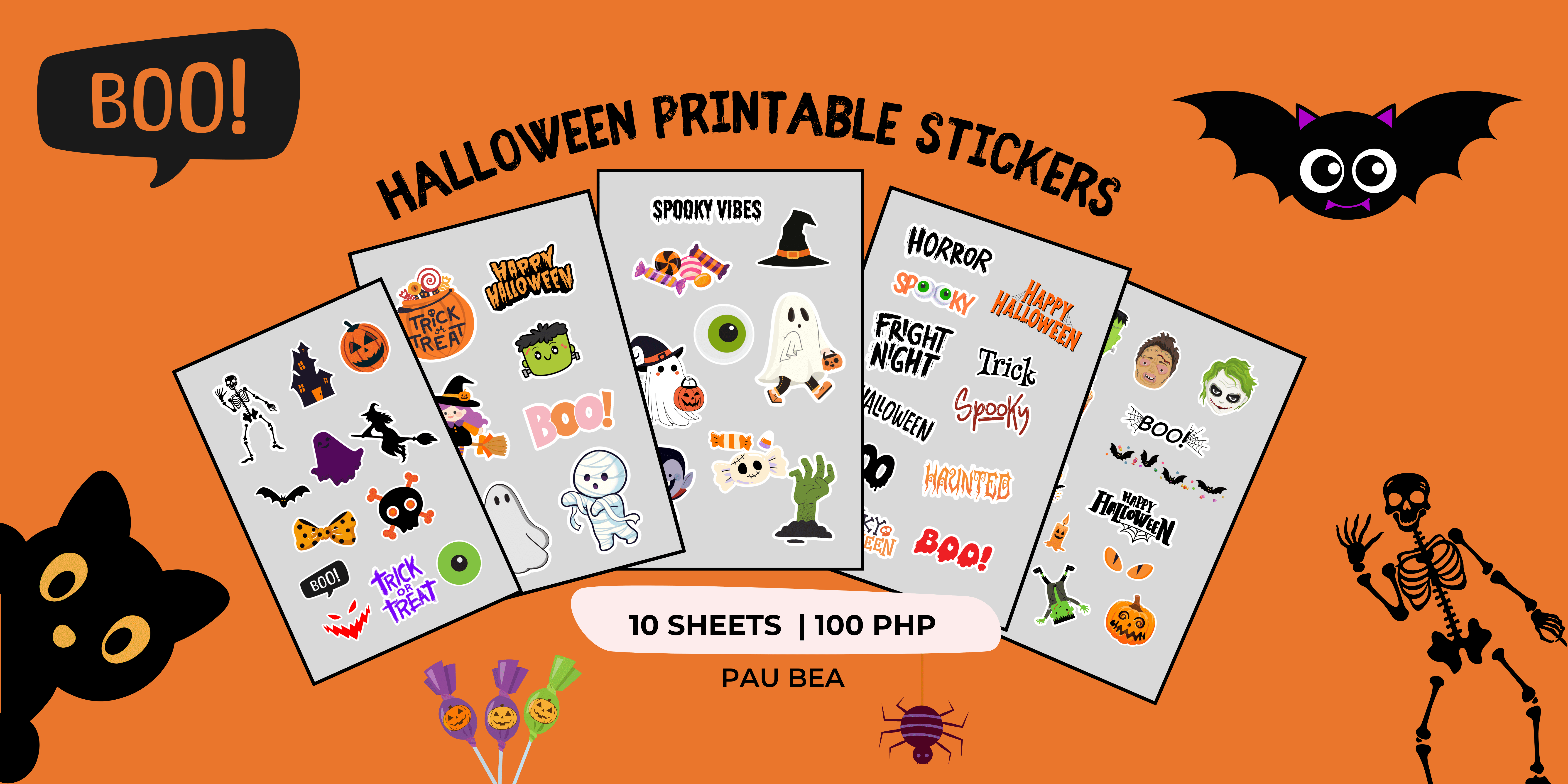 Halloween Printable Decals Halloween Sticker, Printable Stickers For