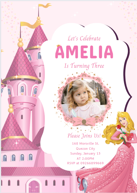 Princess Birthday Card Template Pretty Brunette Princess Birthday