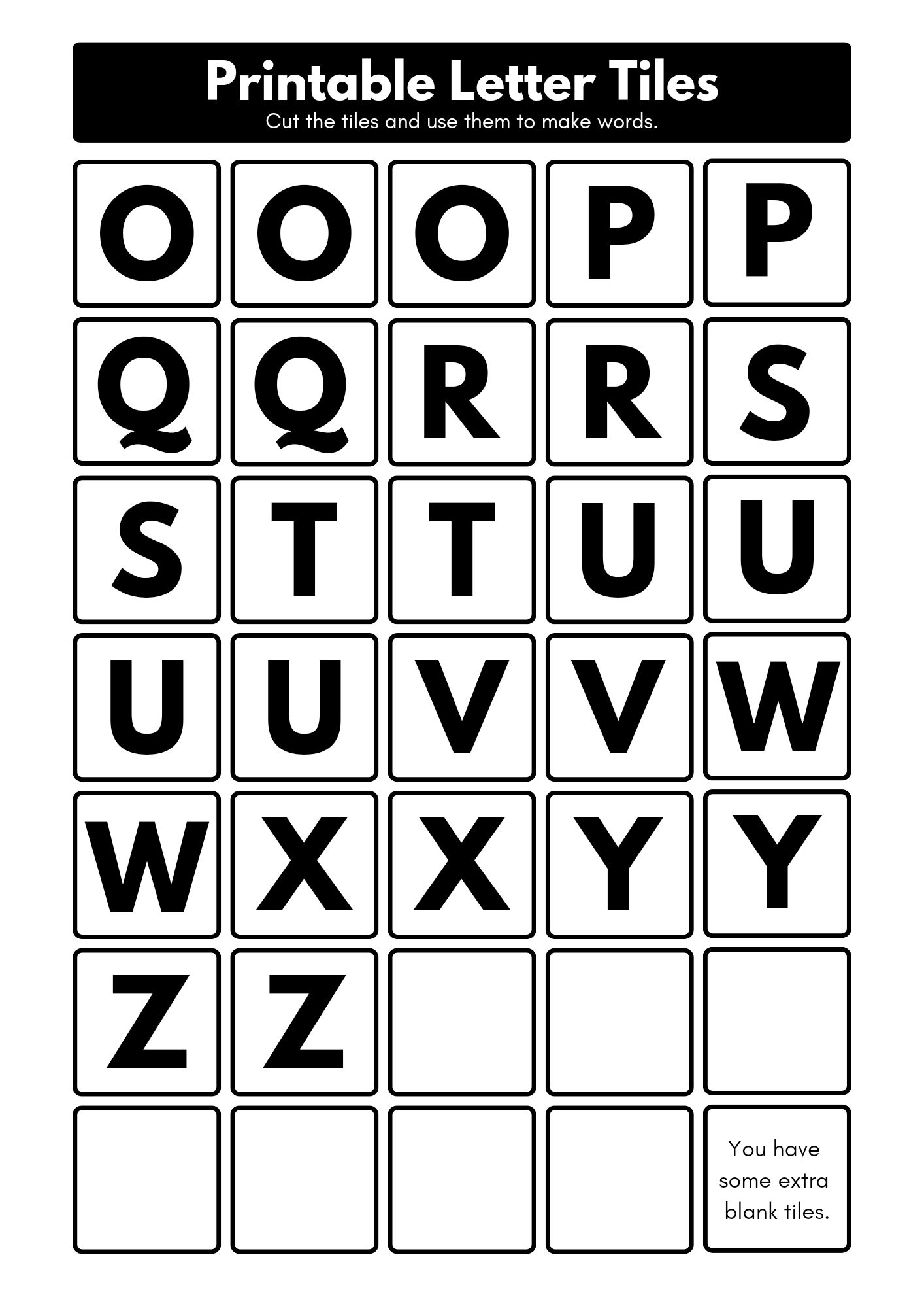 Printable Alphabet Letter Tiles