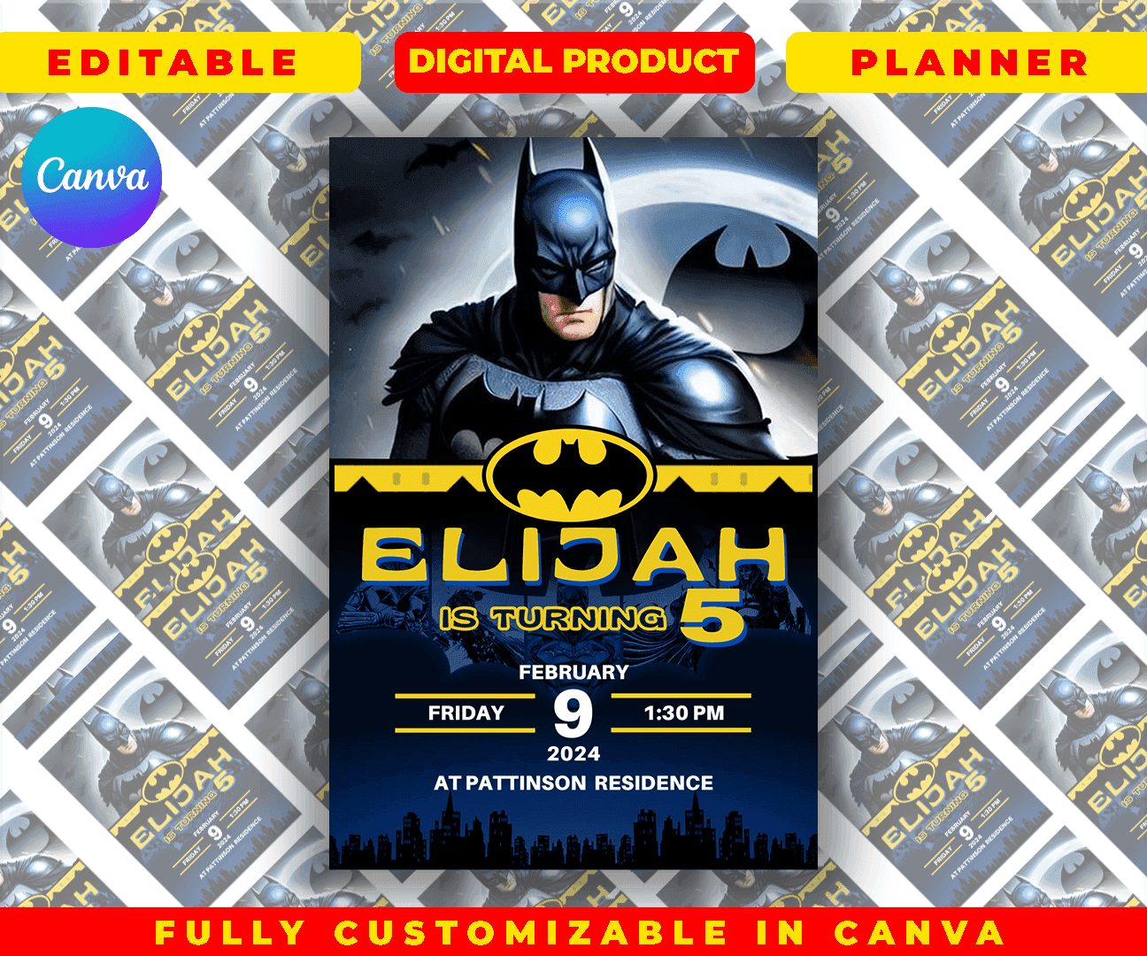 Batman Birthday Invitation Card