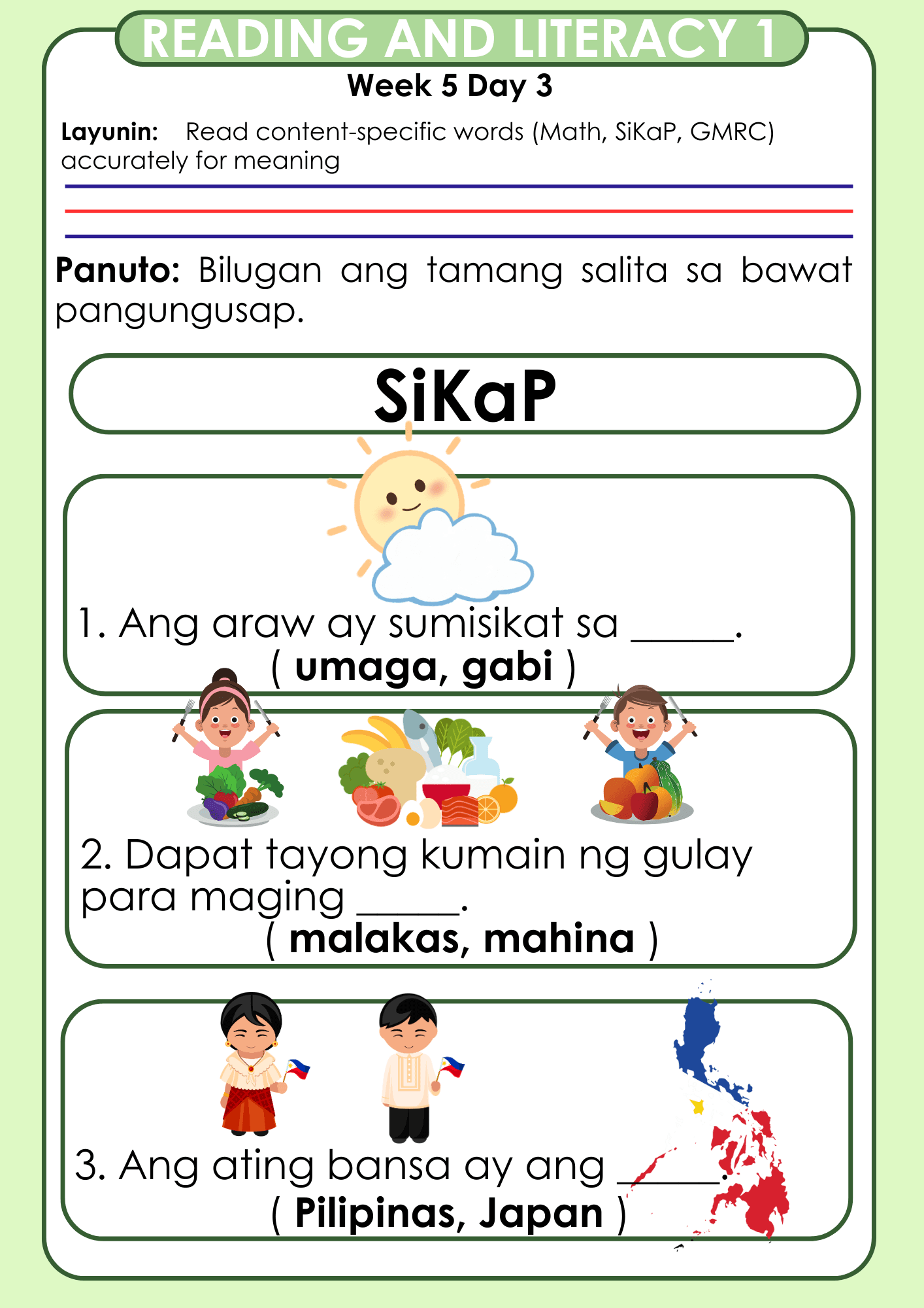 Worksheet For Grade 1 Filipino Grade 5 Reading Comprehension Worksheet