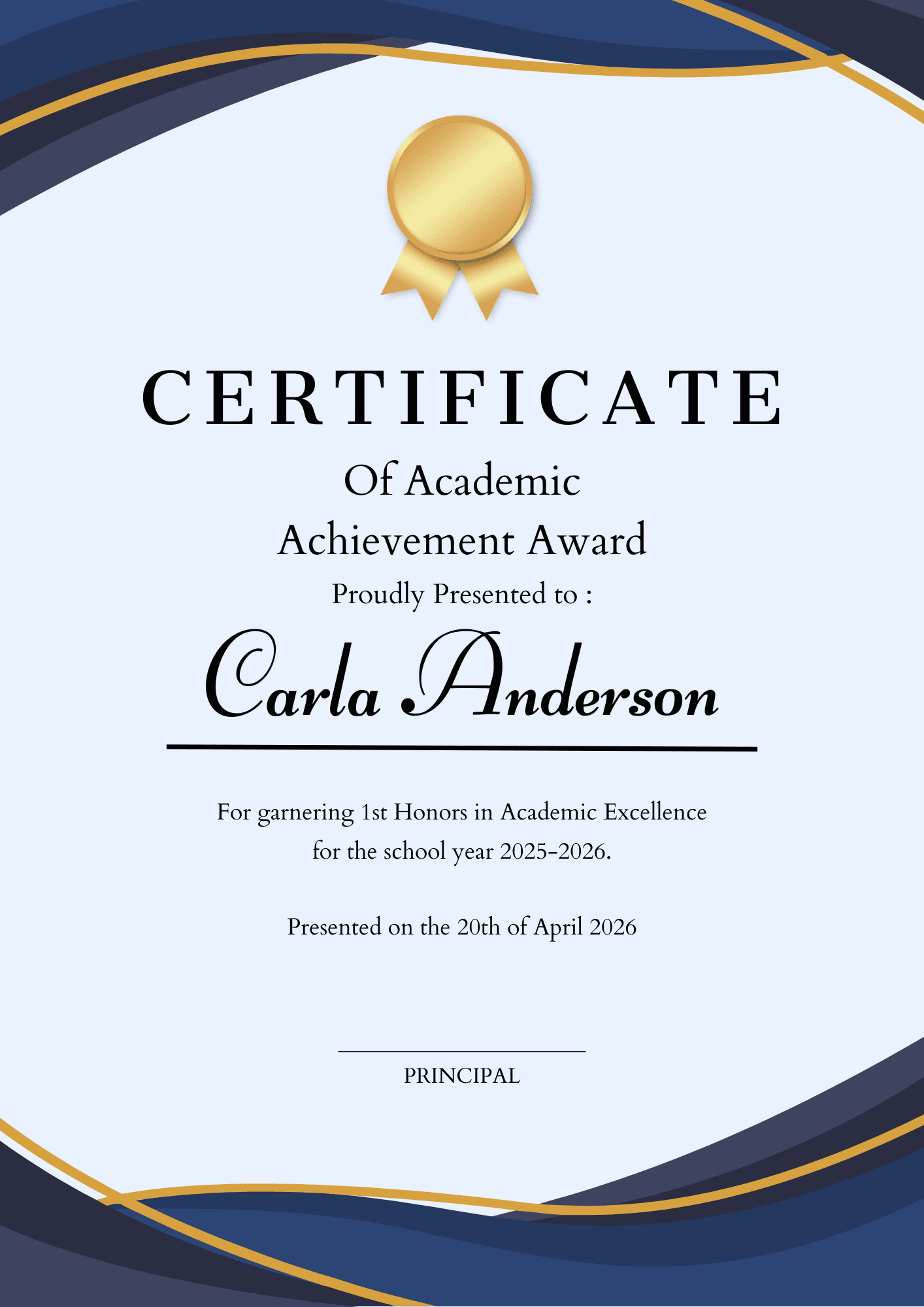 Academic Excellence Certificate