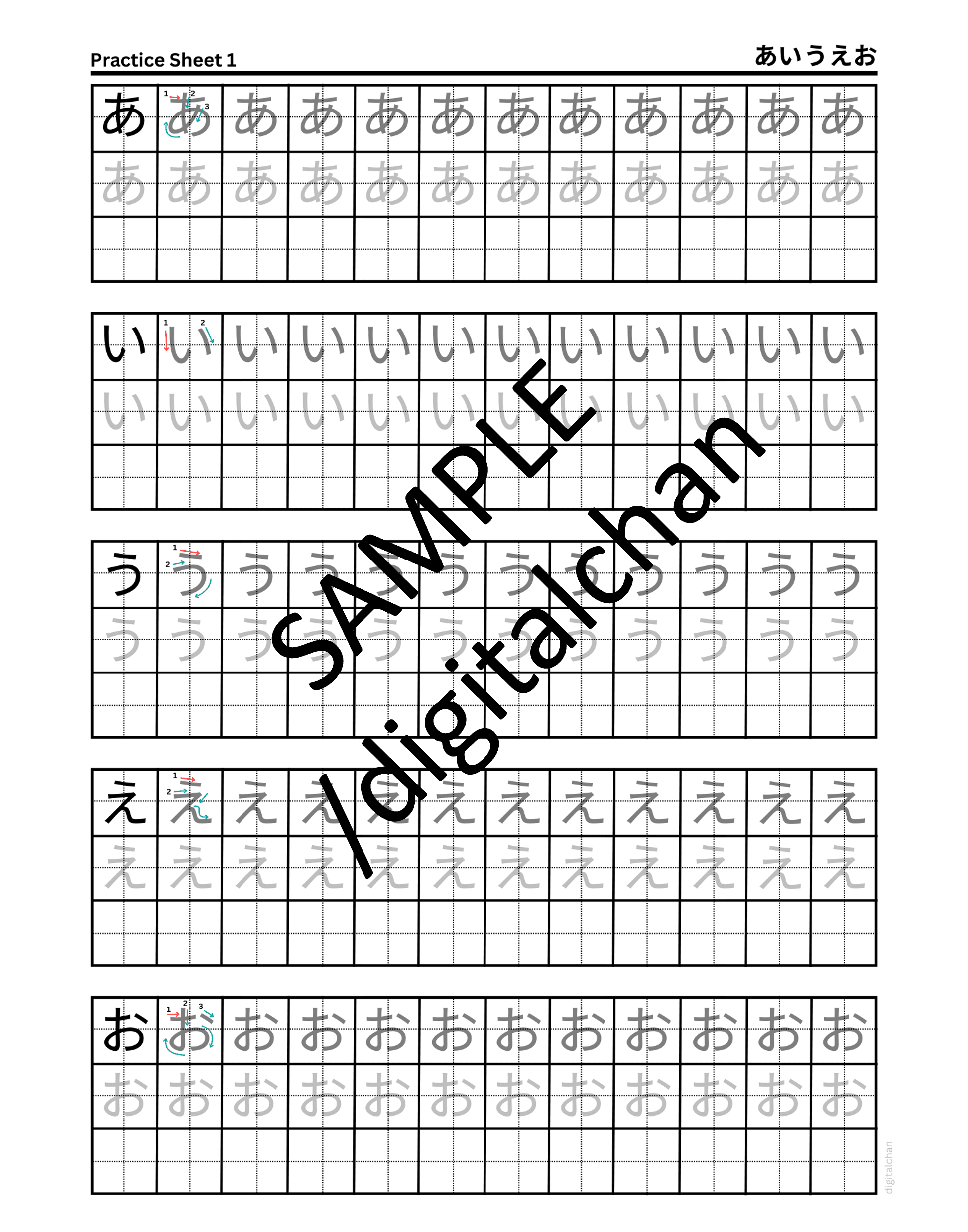 Hiragana And Katakana Practice Sheets